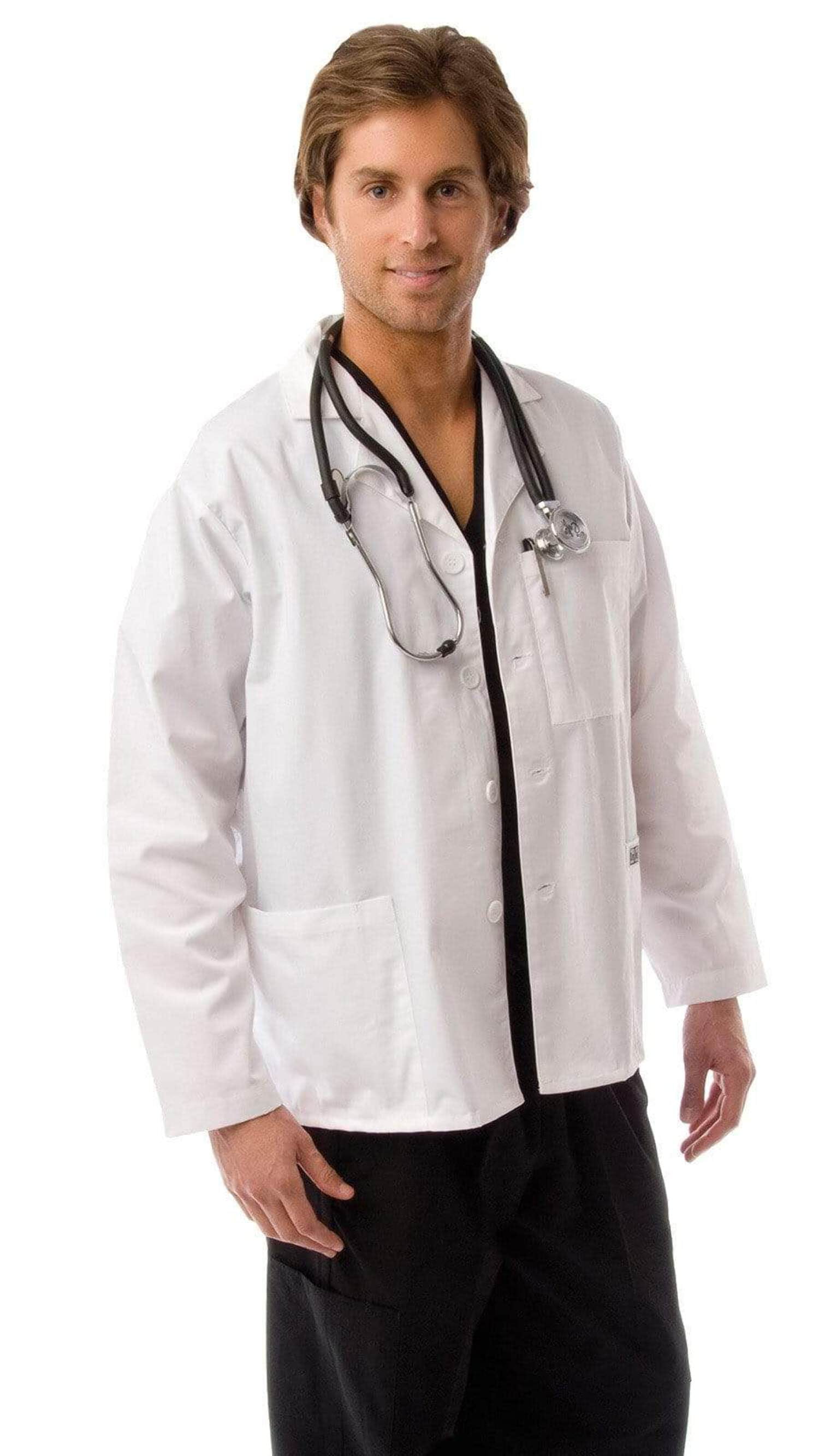 Men's Multi-Pocket Short Lab Coat Medical Uniform - Walmart.com