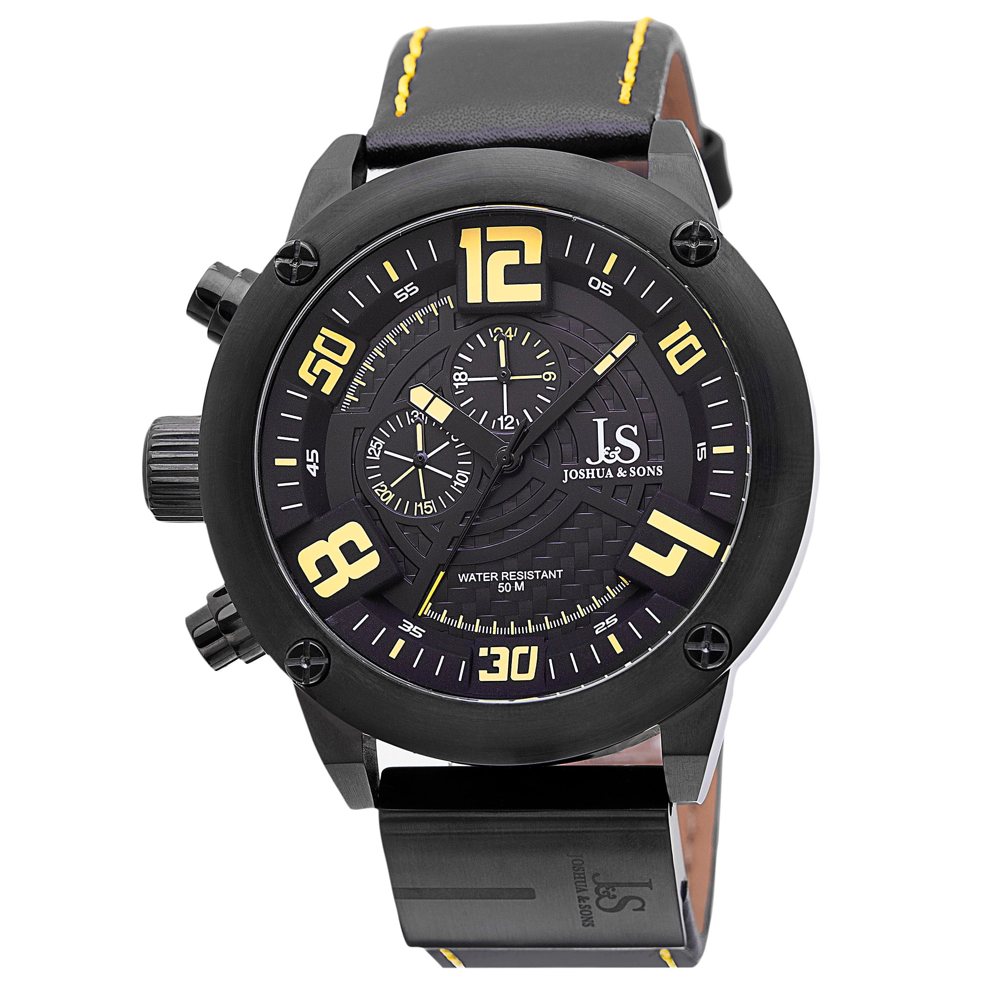 Men's Multifunction Double-Layered Dial Leather Strap Watch - Walmart.com