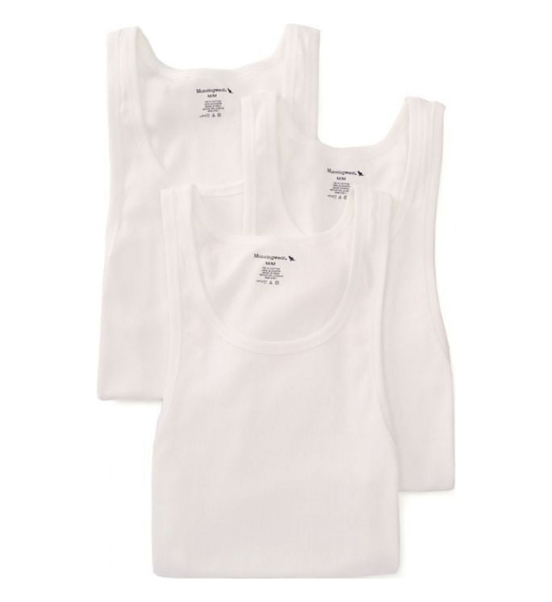 Munsingwear Men's 100% Cotton Sleeveless Athletic Tank Tops - 3 Pack Underwear Undershirts ...