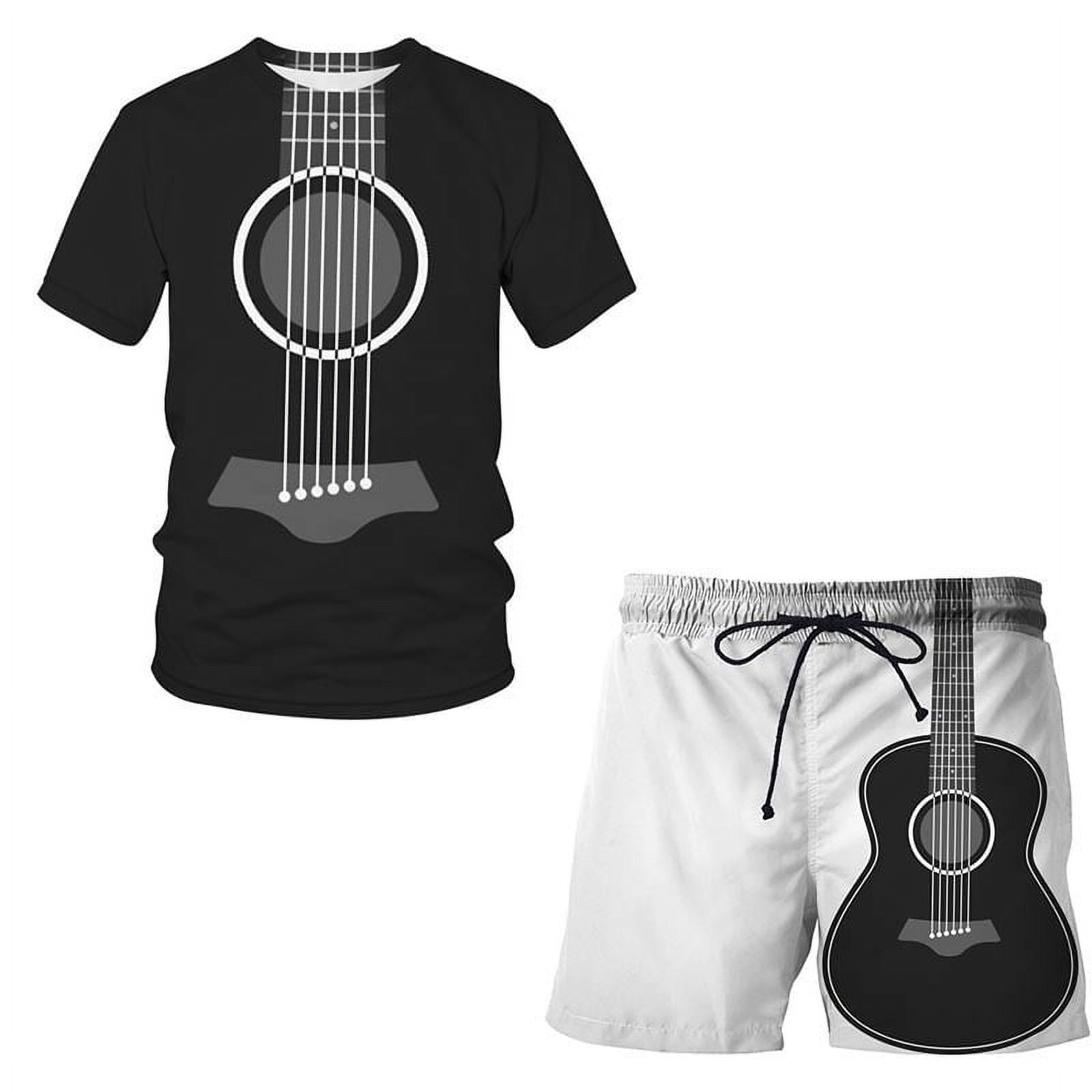 Men's Music 3D Digital Printing Short Sets Outfits 2 Piece Summer ...