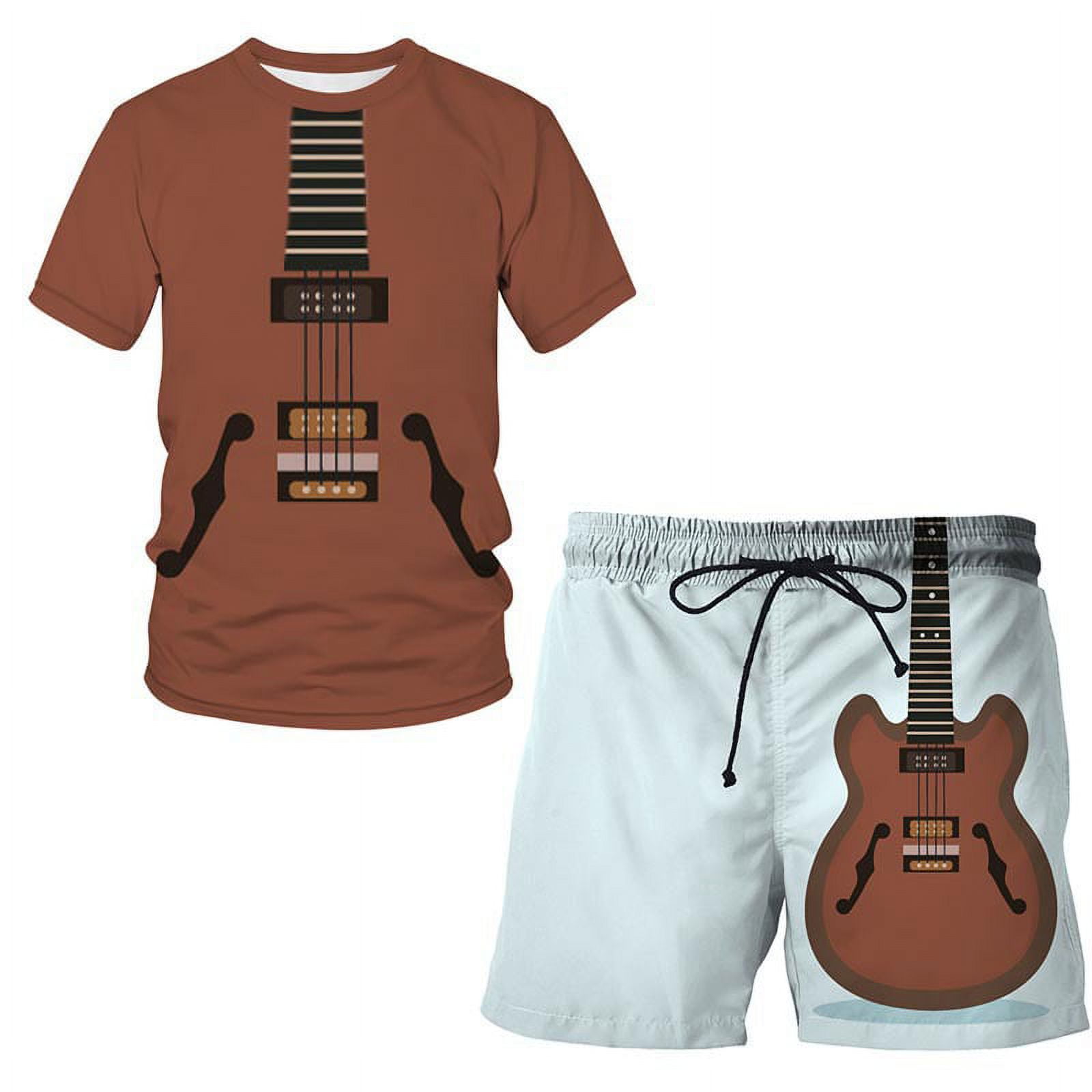Men's Music 3D Digital Printing Short Sets Outfits 2 Piece Summer ...