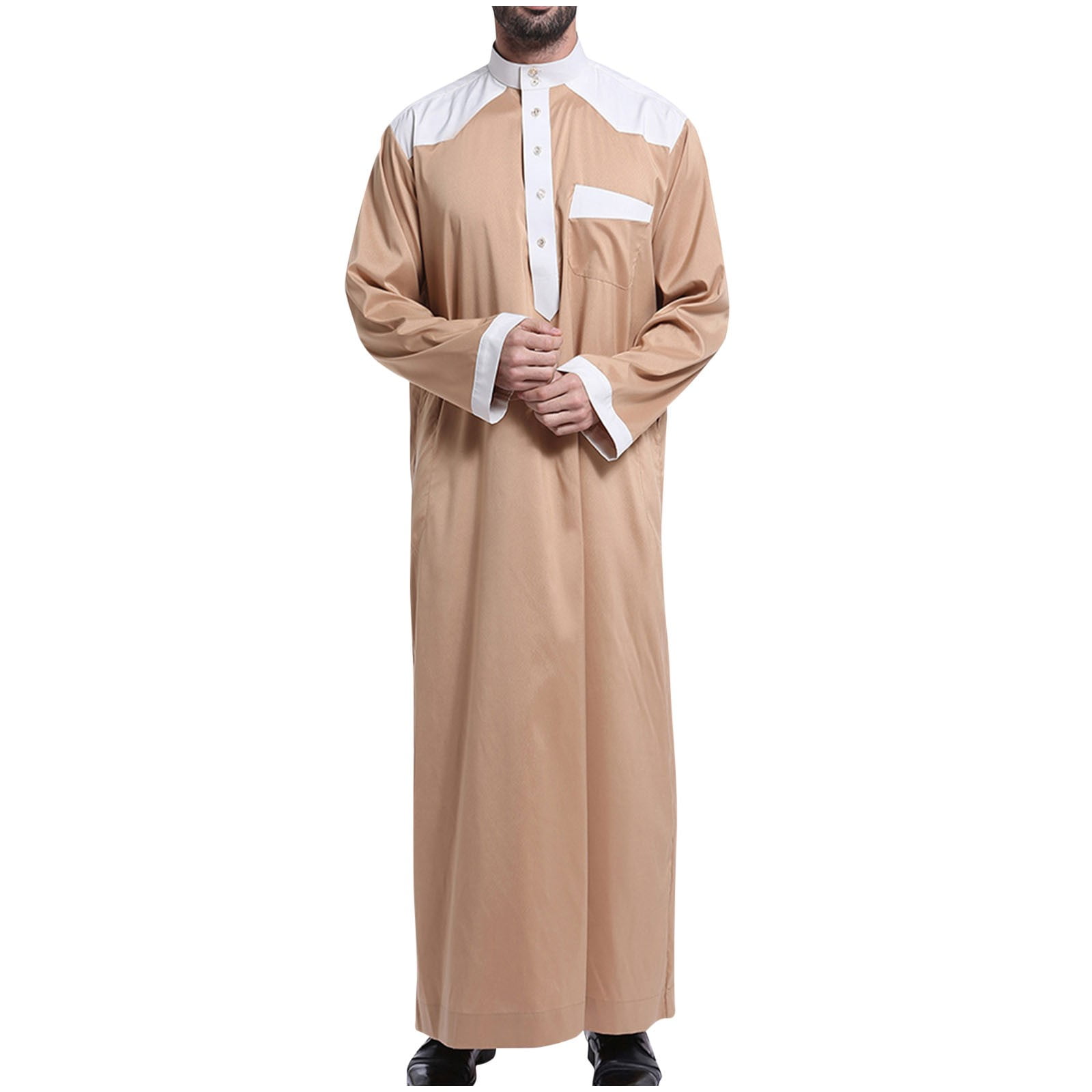 Men's Muslim Kaftan Robe Saudi Arabic Clothes Middle East Islamic Long Gown Dress Islamic Mens ...