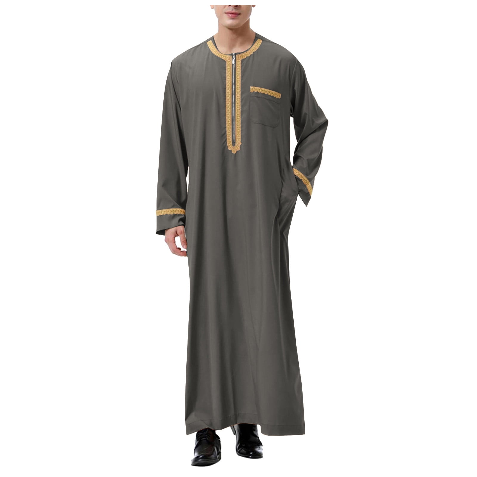 Men's Kaftan Thobe Saudi Arabic Middle East Robes Breathable Long ...