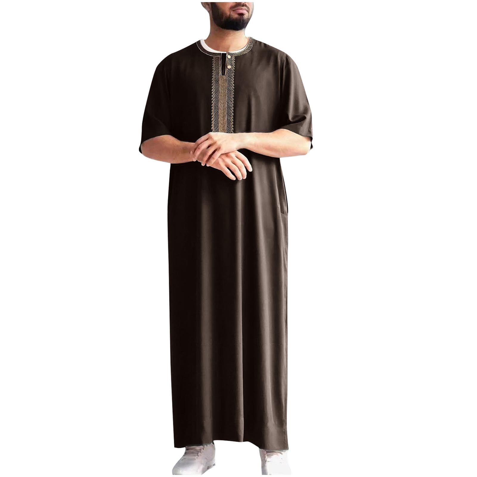 Men's Muslim Robe Arab Middle Robe Long Style Long Sleeve Embroidered ...
