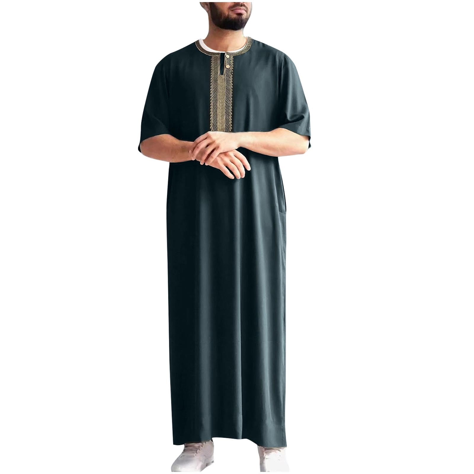 Men's Muslim Robe Arab Middle Robe Long Style Long Sleeve Embroidered ...