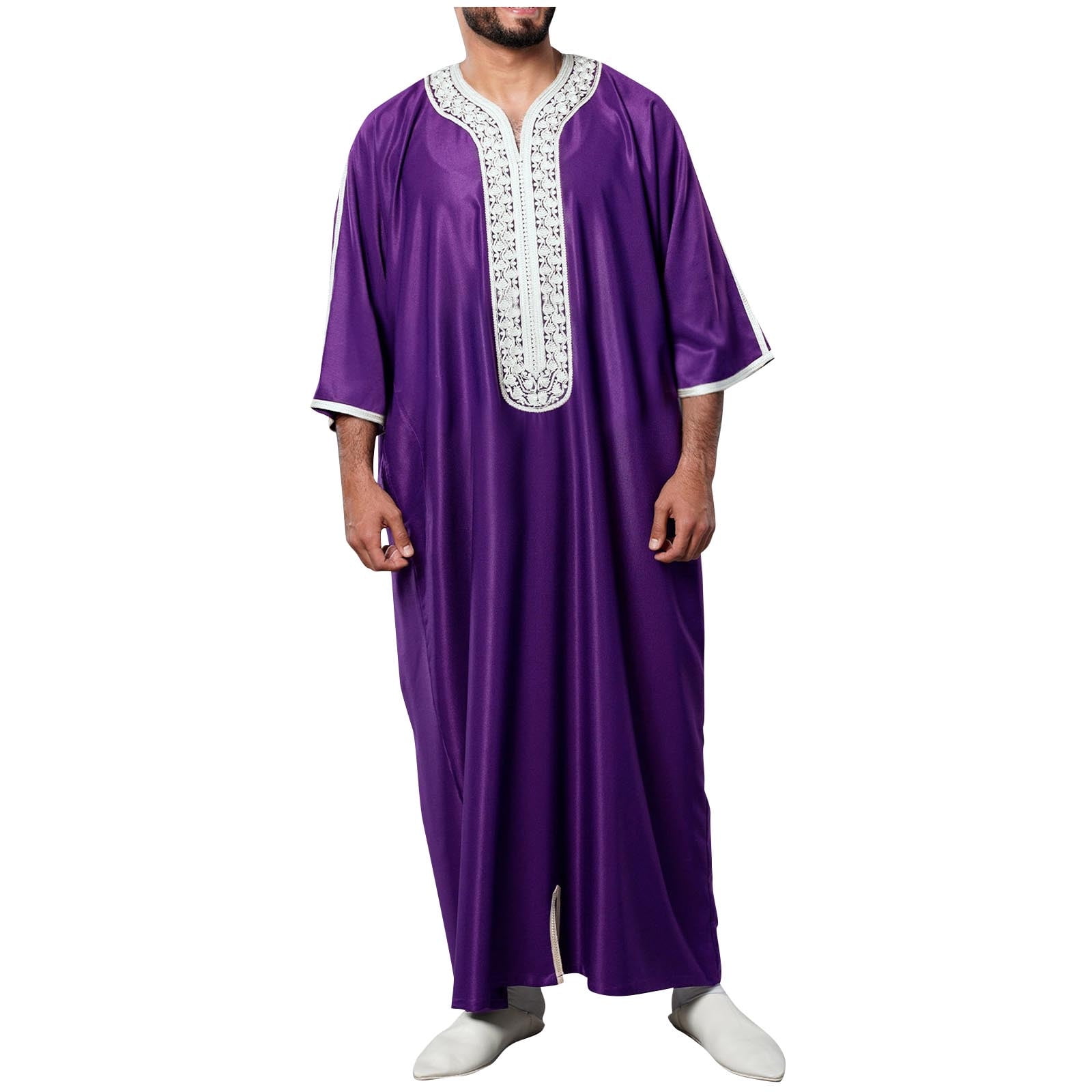 Men's Muslim Robe Arab Middle Robe Long Style Long Sleeve Embroidered ...