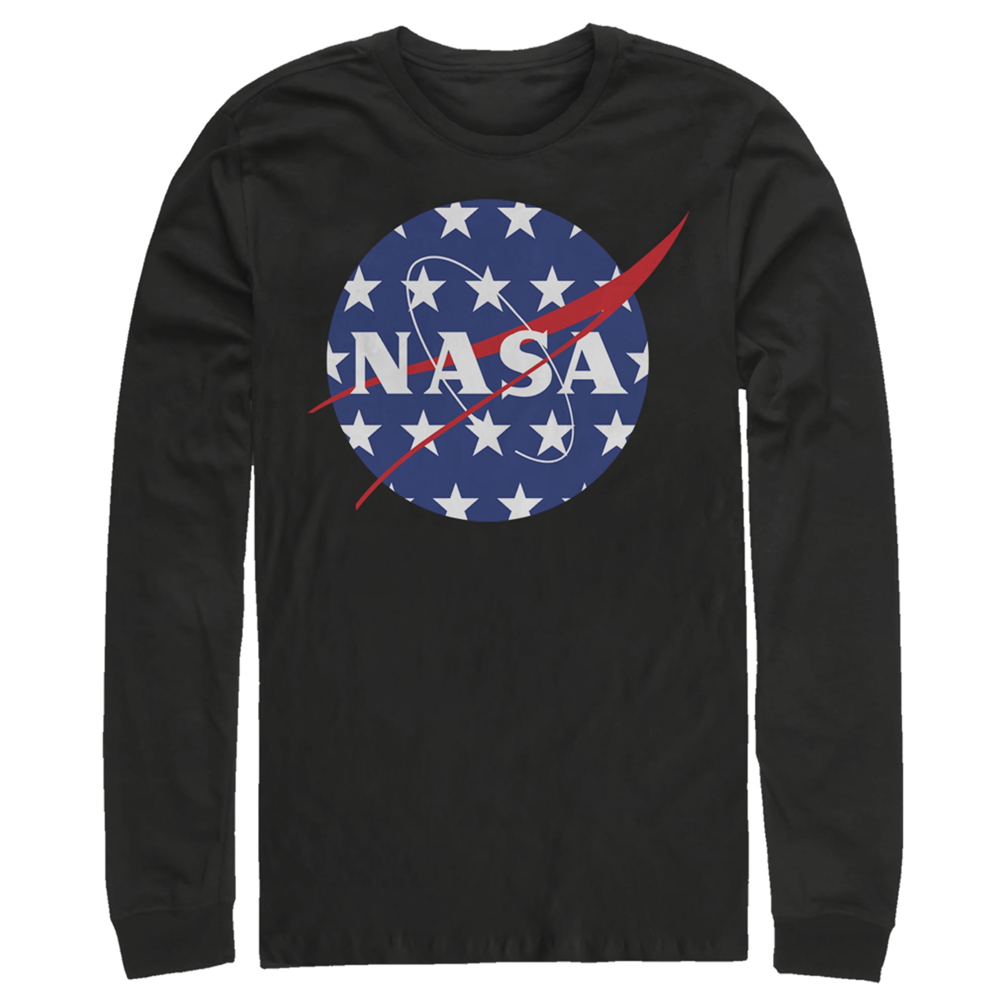 Men's NASA American Flag Large Stars Logo Long Sleeve Shirt Black 2X ...