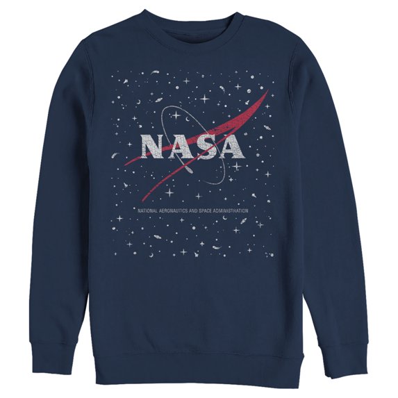 Men's NASA Circle Distressed Space Logo Sweatshirt Navy Blue Medium ...