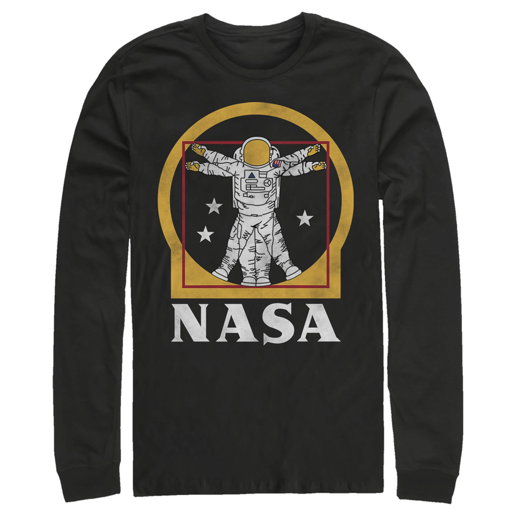 Men's NASA Da Vinci Astronaut Logo Long Sleeve Shirt Black Medium ...