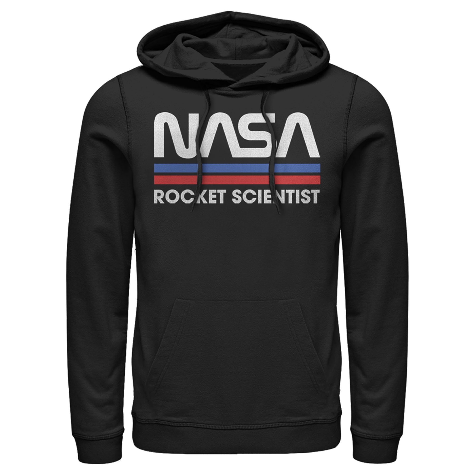 Men's NASA Rocket Scientist Vintage Striped Logo Pull Over Hoodie Black ...