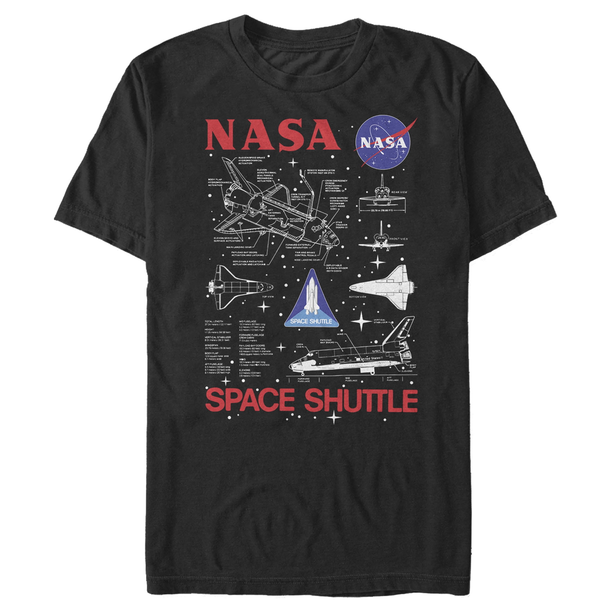 Men's NASA Space Shuttle Schematic Details Graphic Tee Black 3X Large - Walmart.com