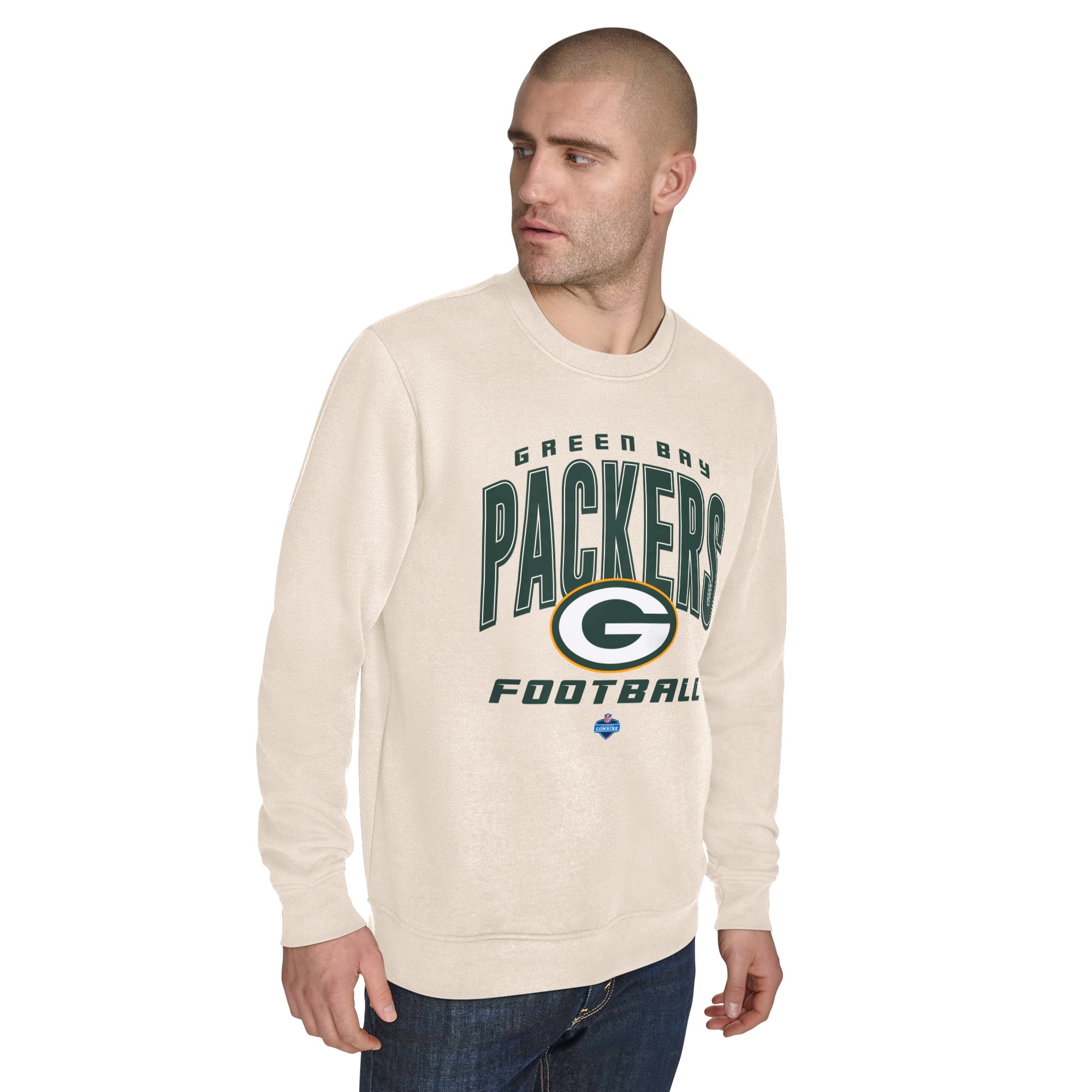Men's NFL Combine Green Bay Packers Vintage White Crewneck Fleece ...