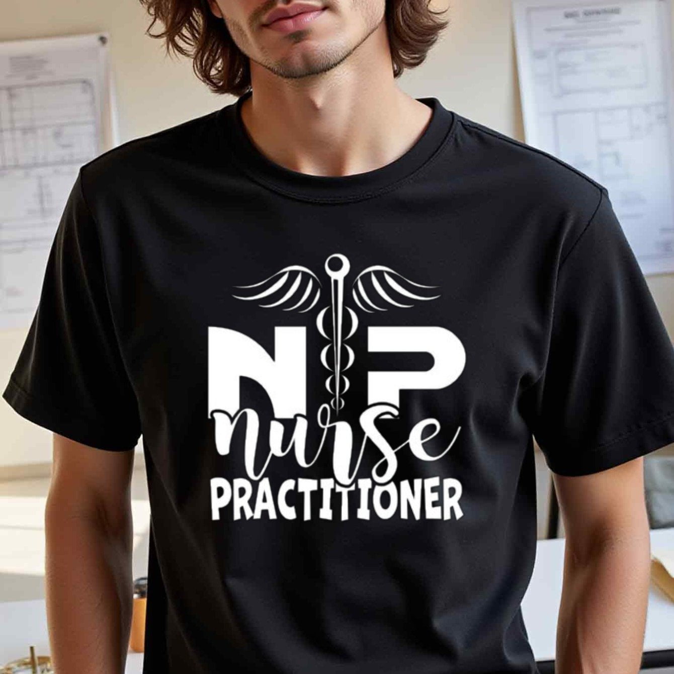 Men's NP Nurse Practitioner T-Shirt - Black with Bold NP Lettering ...