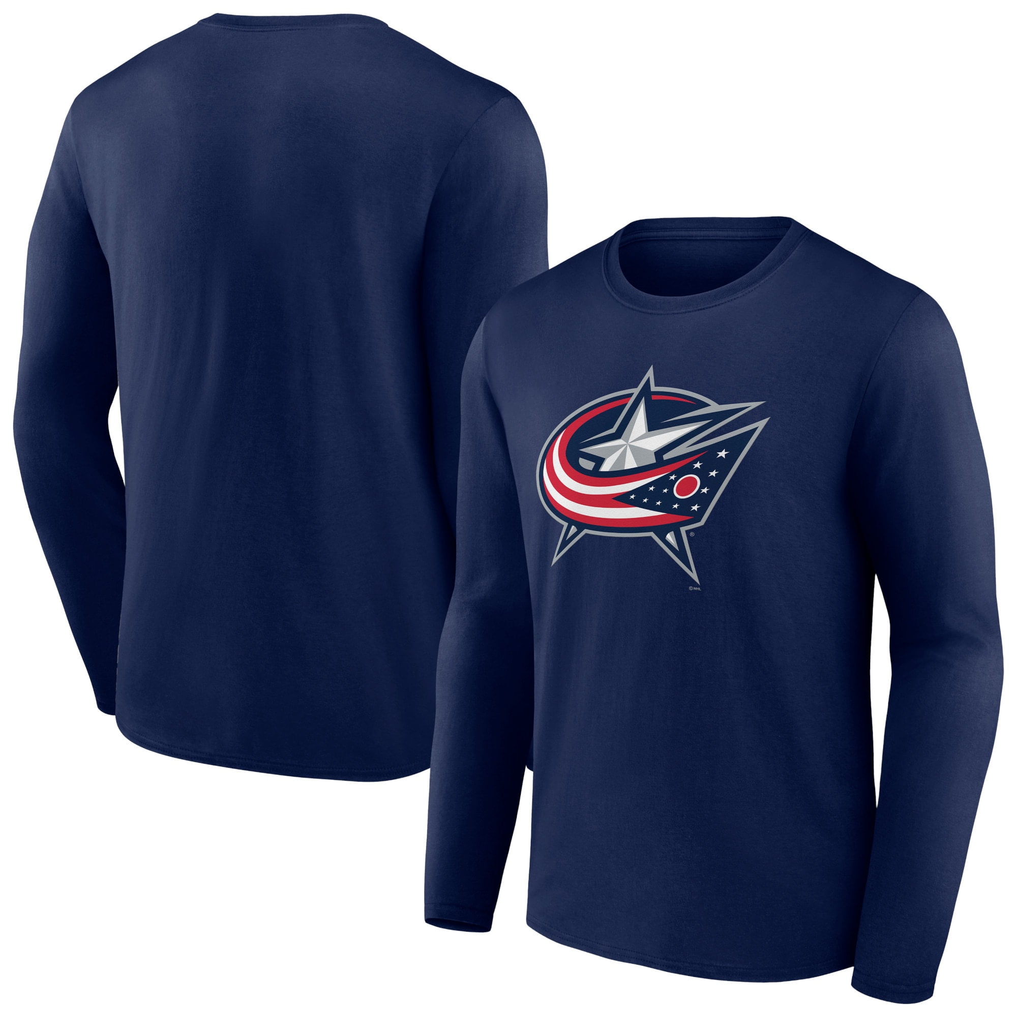 Men's Navy Columbus Blue Jackets Primary Logo Team Long Sleeve T-Shirt ...