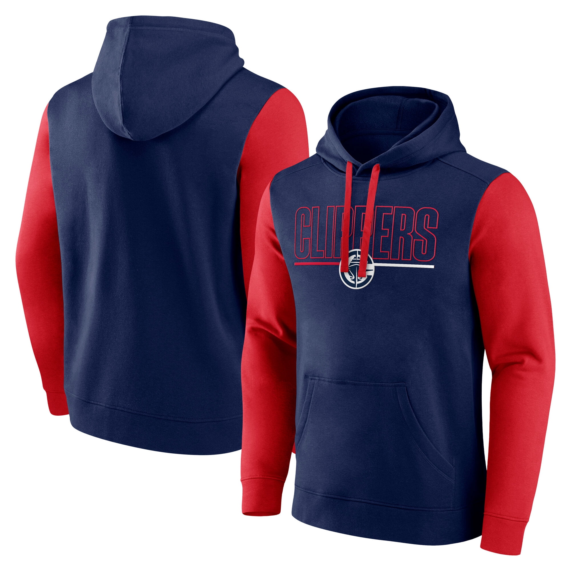 Men's Navy LA Clippers Outline Colorblock Pullover Hoodie - Walmart.com