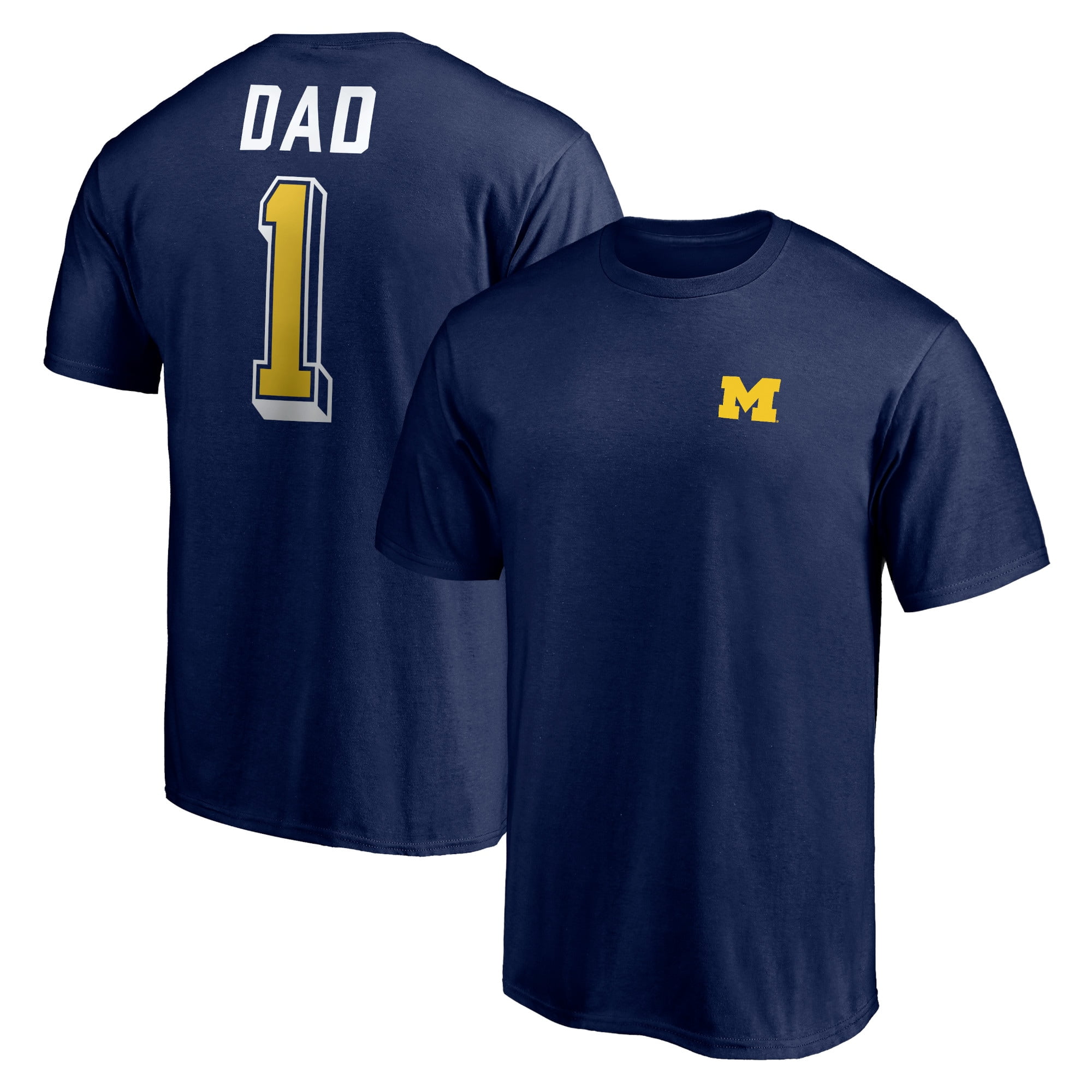 Fanatics Men's Michigan Wolverines Number One Dad Navy T-Shirt, Short ...