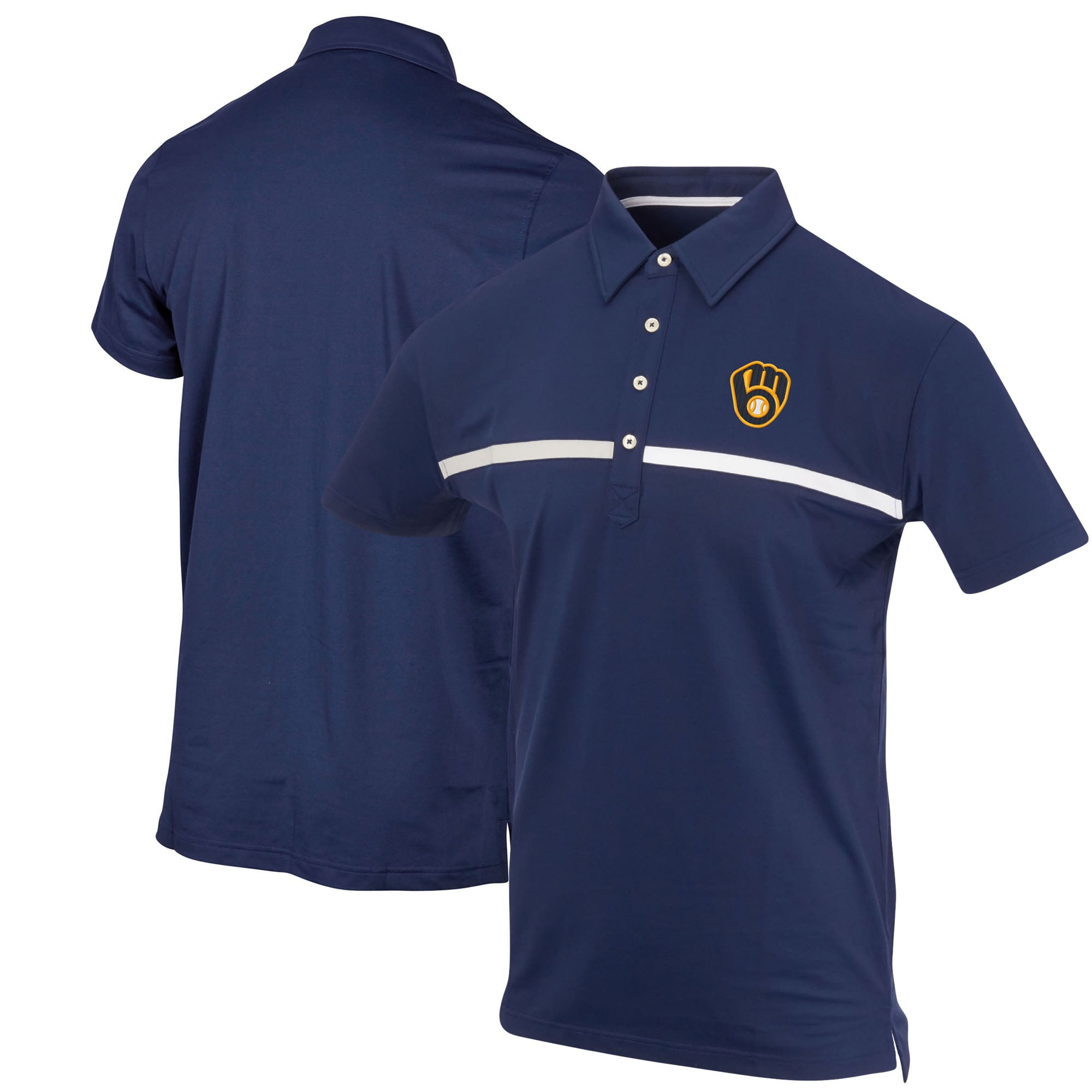 Men's Navy Milwaukee Brewers Color Blocked Stretch Polo - Walmart.com