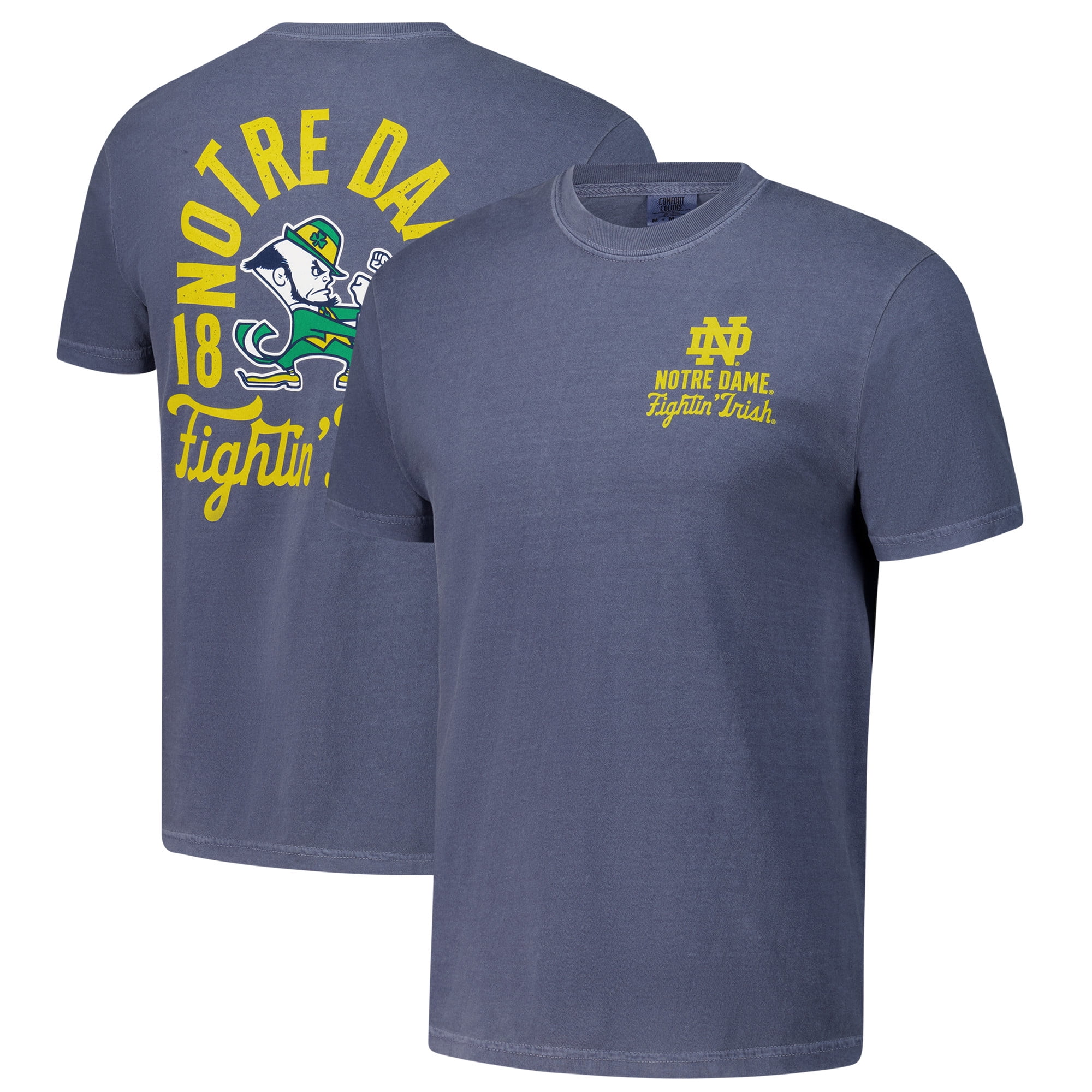 Men's Navy Notre Dame Fighting Irish Comfort Colors Mascot Overlay T ...