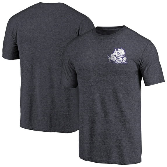 Men's Navy TCU Horned Frogs Left Chest Distressed Logo Tri-Blend T ...