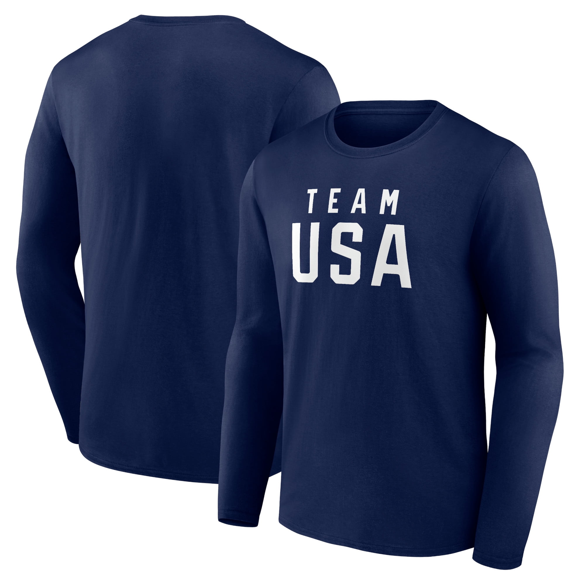 Men's Navy Team USA 2024 Olympics Wordmark Long Sleeve T-Shirt ...