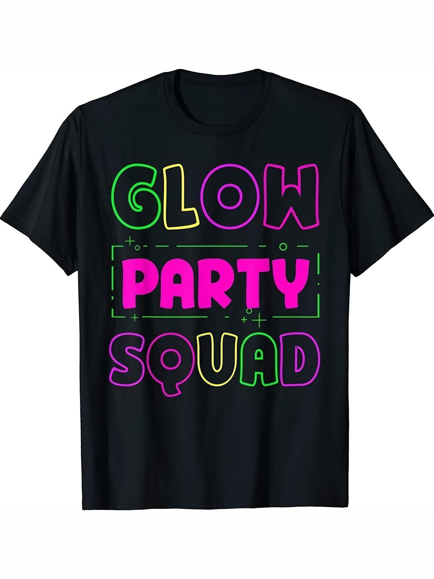 Men's Neon Print T-Shirt - Black Cotton Tee with Vibrant Glow-in-the ...