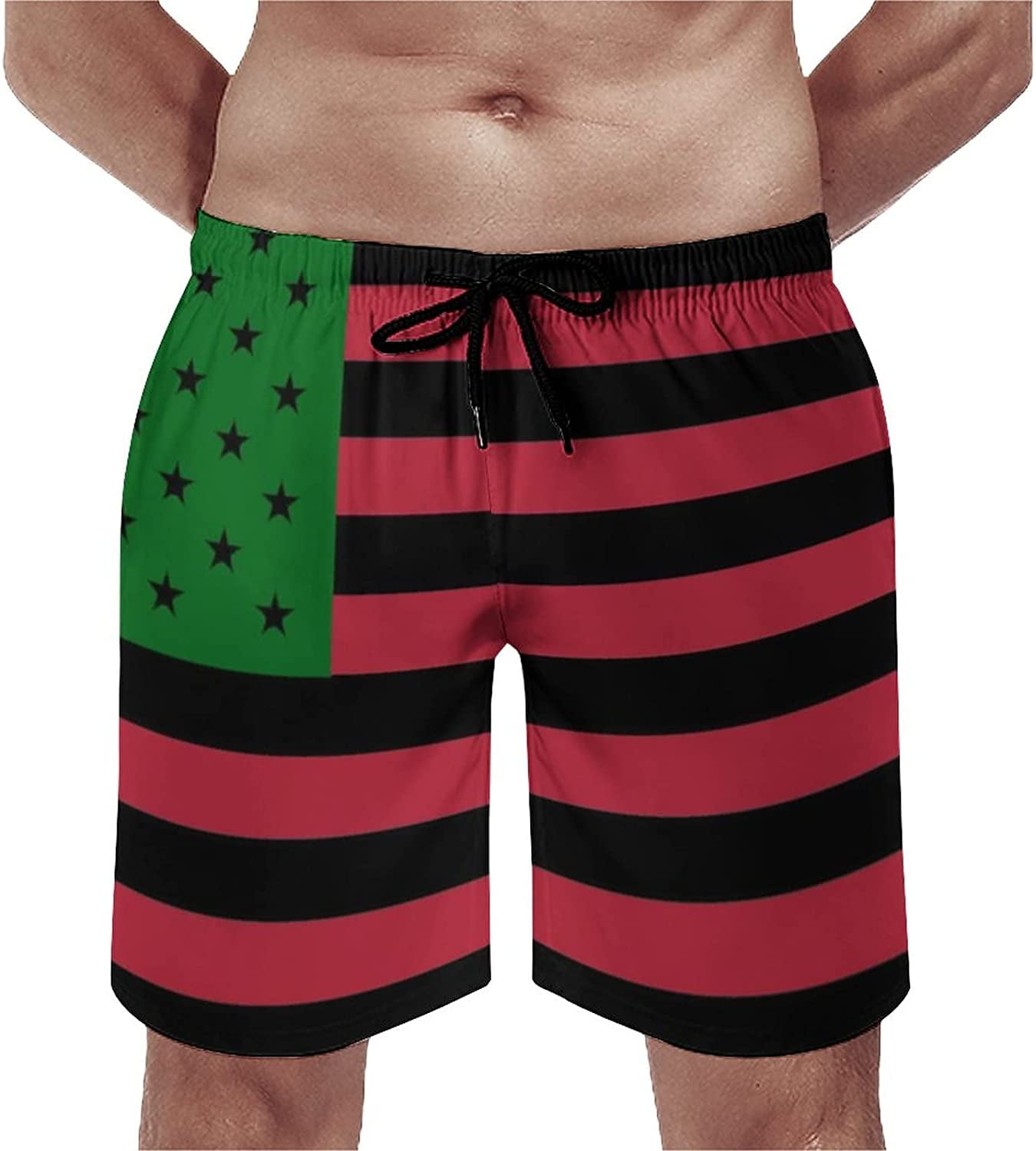 Men's New-African-American Flag-Red-Black-Stripes Quick Dry Board ...
