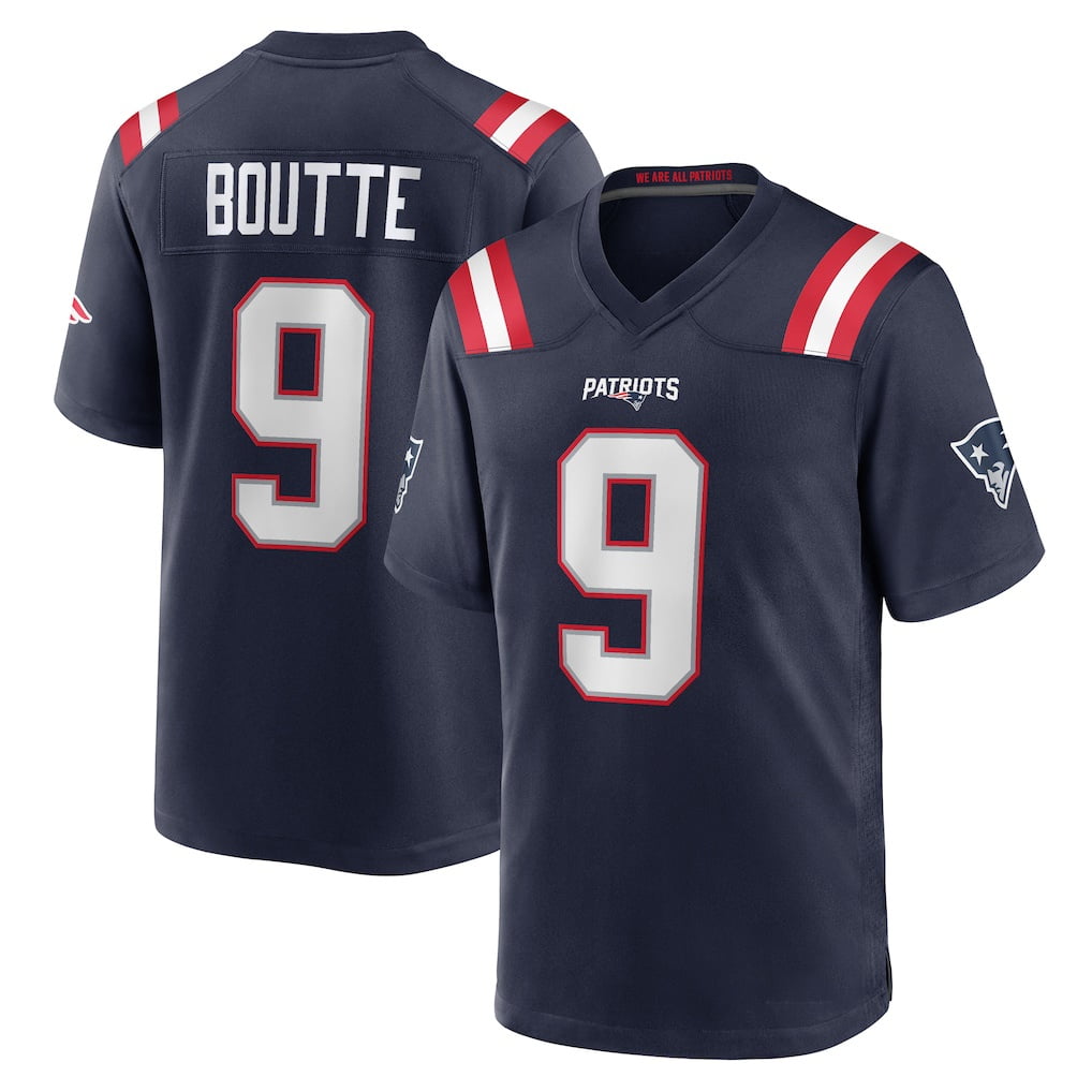 Men's New England Boutte 9 Navy Sports Player Game Stitched Name Number ...