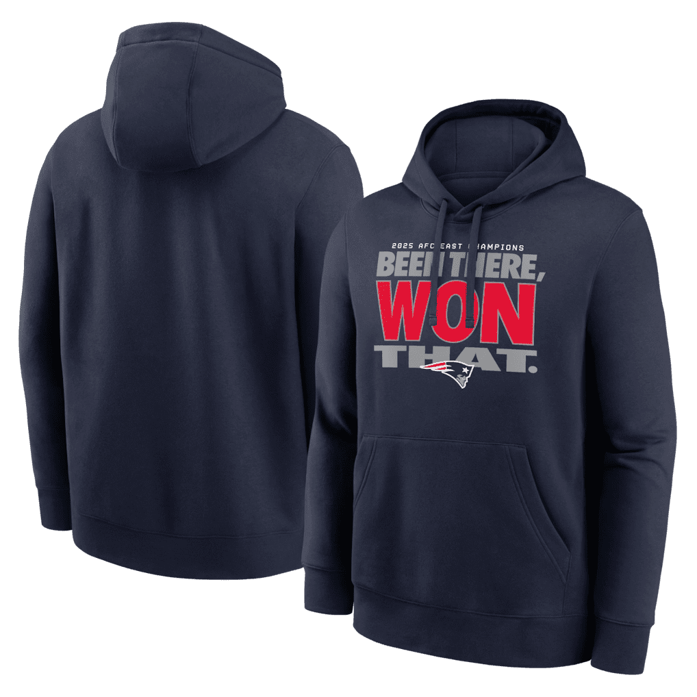 Men's New England Navy 2025 East Division Champions Locker Room Trophy ...