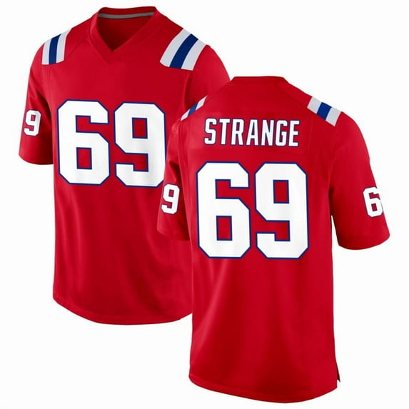 Men's New England Strange 69 Red Sports Player Game Stitched Name ...