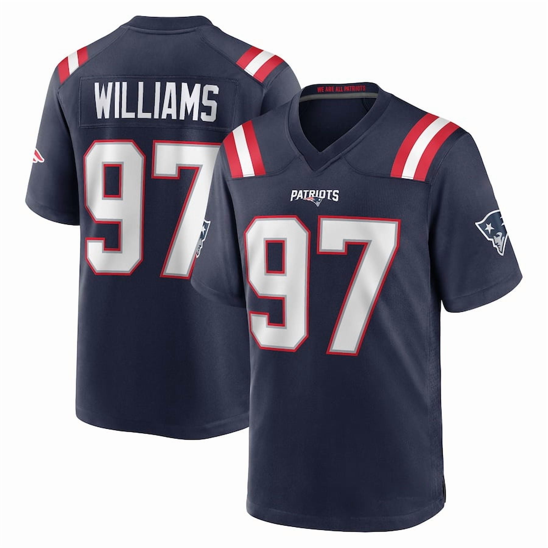 Men's New England Williams 97 Navy Sports Player Game Stitched Name ...