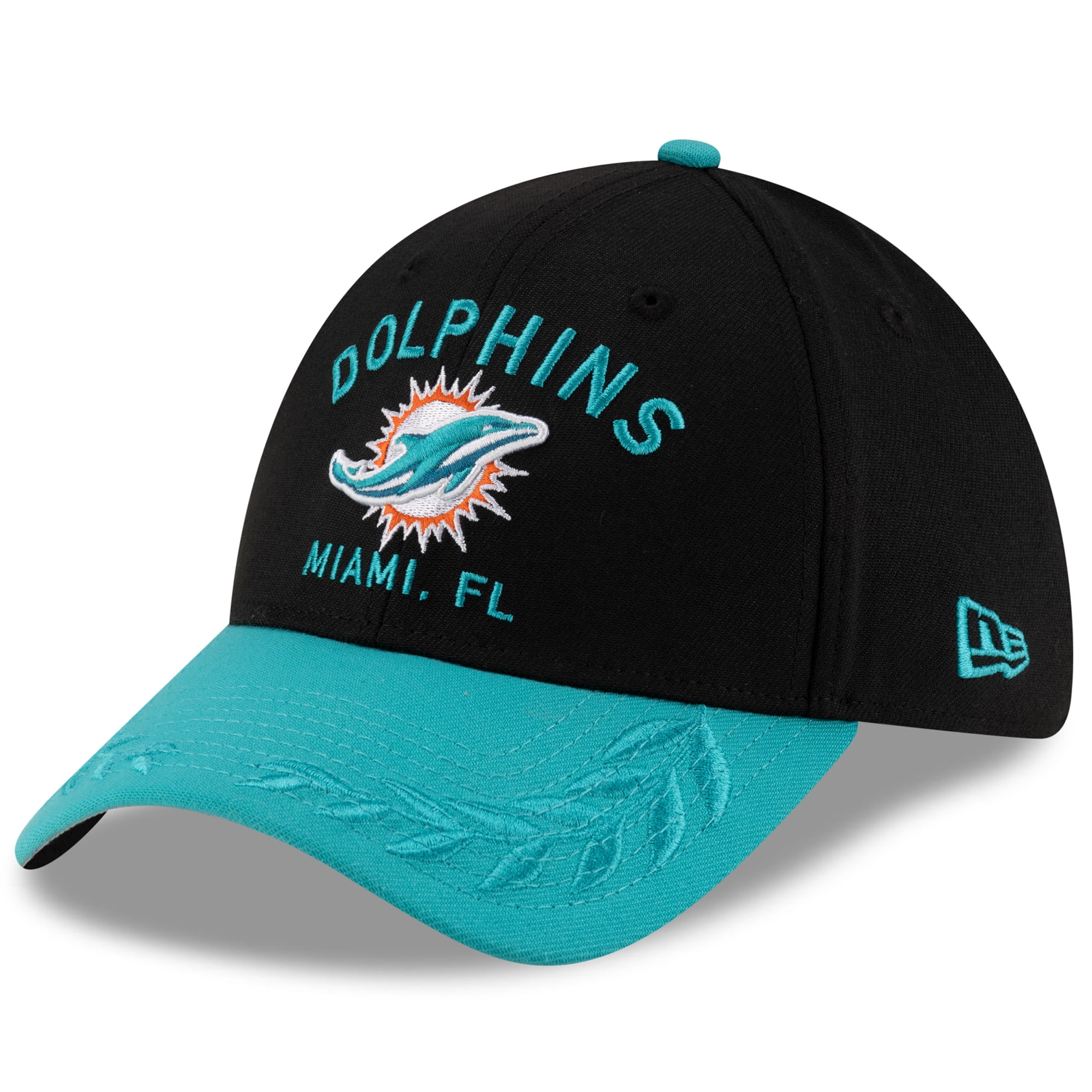 Men's New Era Black/Aqua Miami Dolphins 2025 NFL Draft 39THIRTY Flex ...