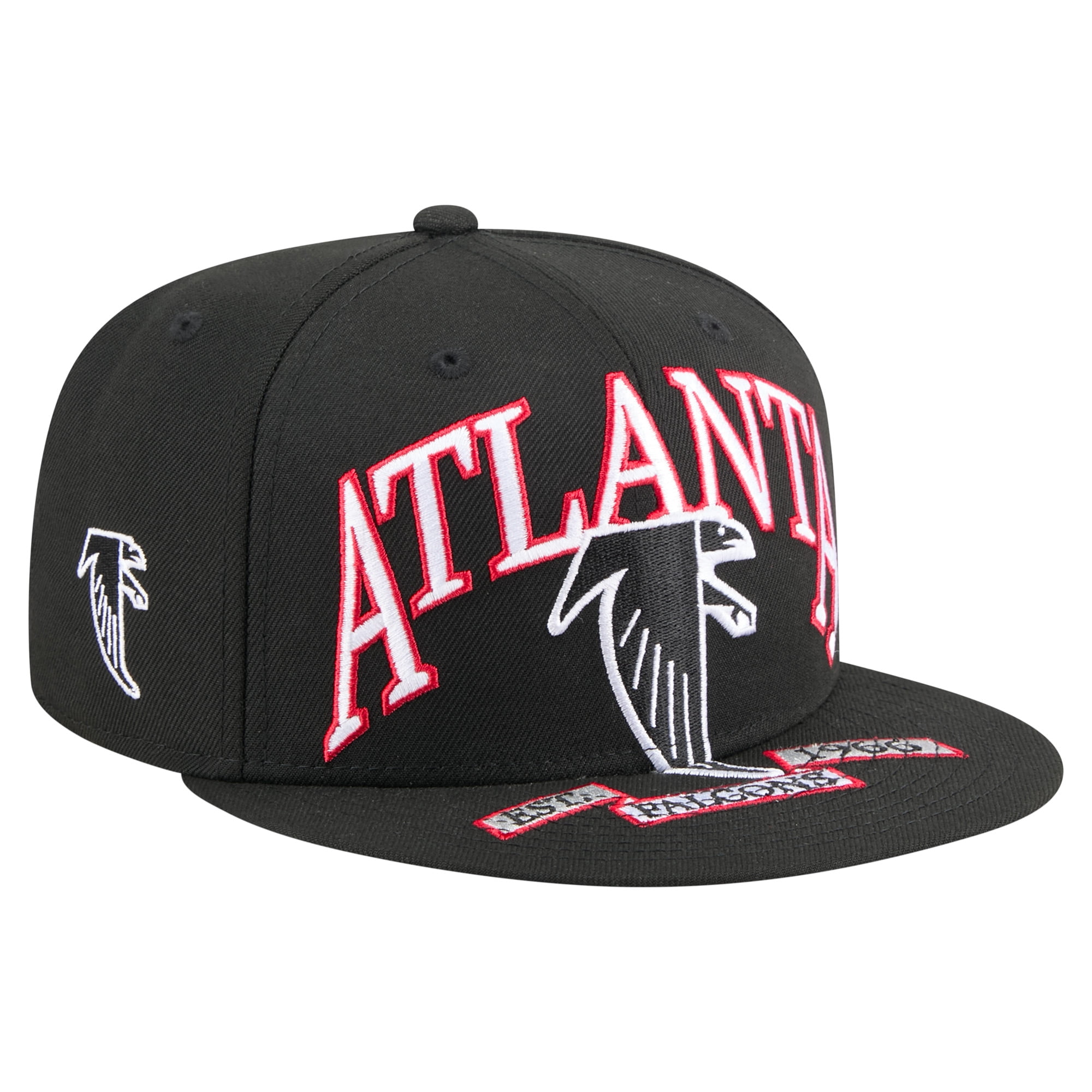 Men's New Era Black Atlanta Falcons Throwback Oversized 59FIFTY Fitted ...
