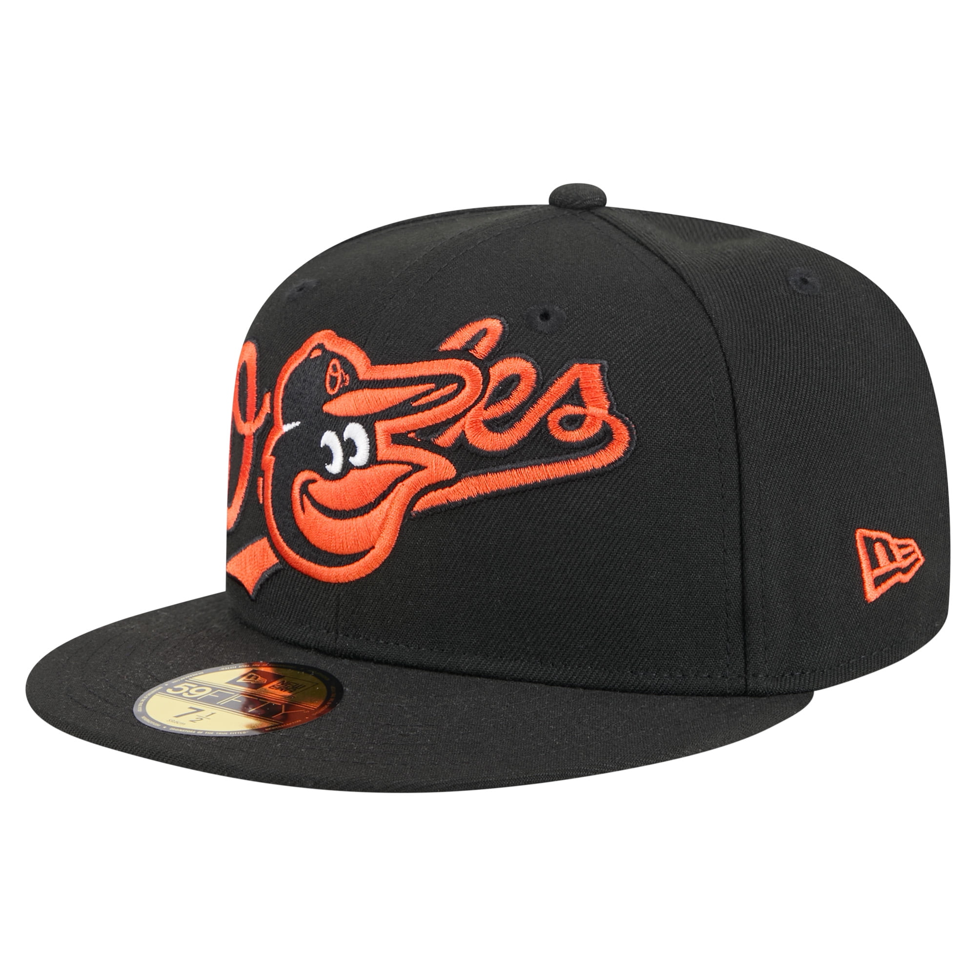 Men's New Era Black Baltimore Orioles Overlap 59FIFTY Fitted Hat ...