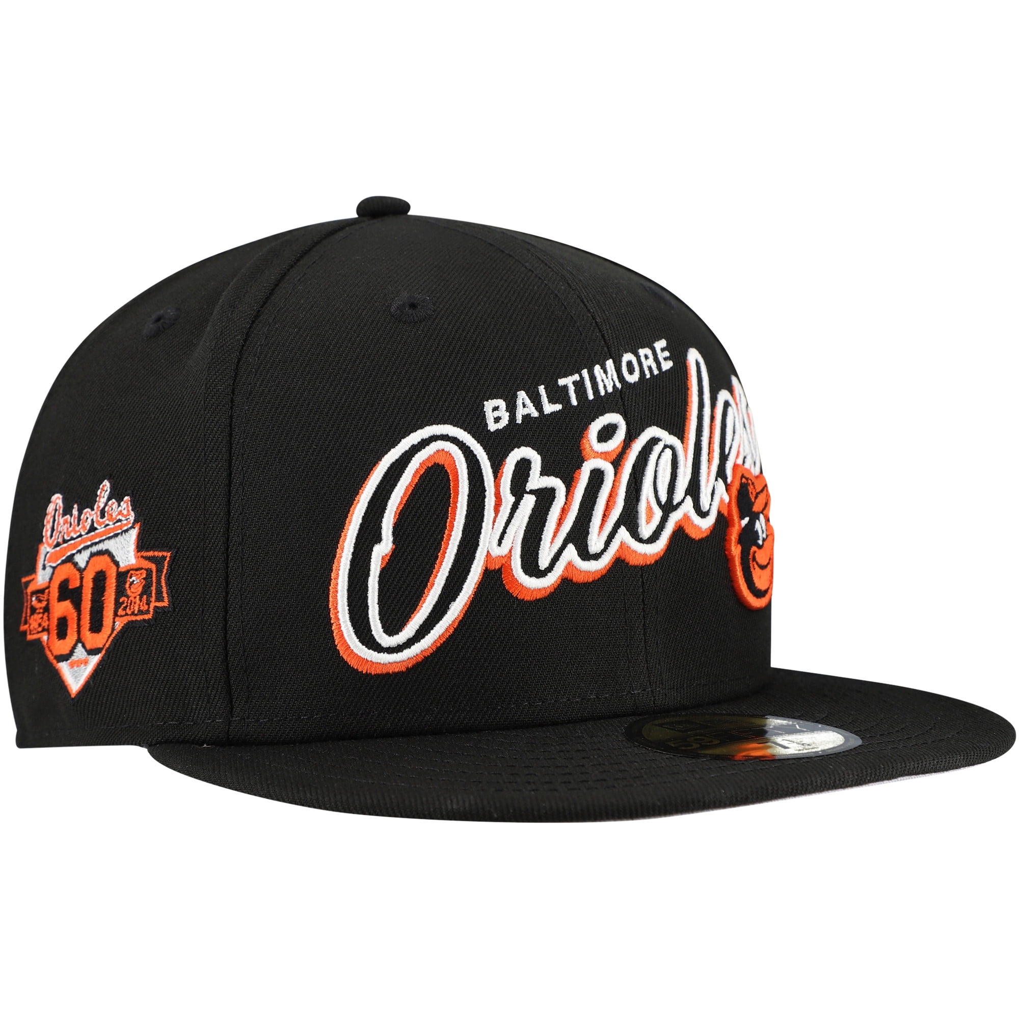 Men's New Era Black Baltimore Orioles Script Sided 59FIFTY Fitted Hat ...