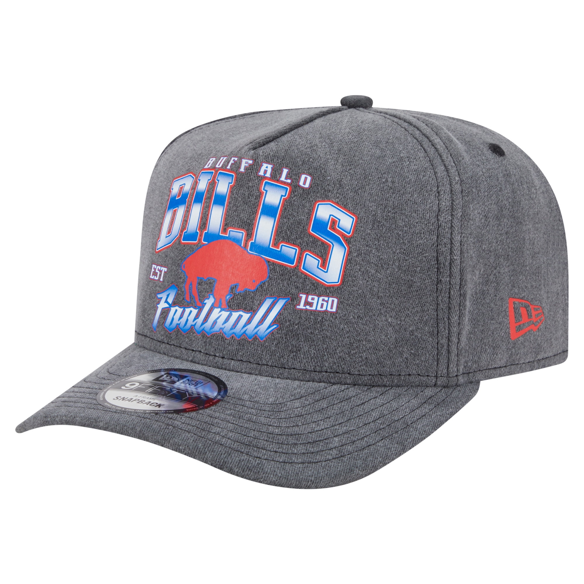 Men's-New Era Black Buffalo Bills Throwback Washed A-Frame 9FIFTY ...