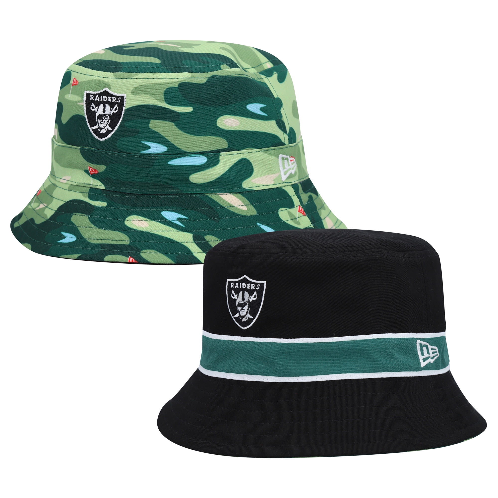 Men's New Era Black/Camo Las Vegas Raiders Reversible Bucket Hat ...