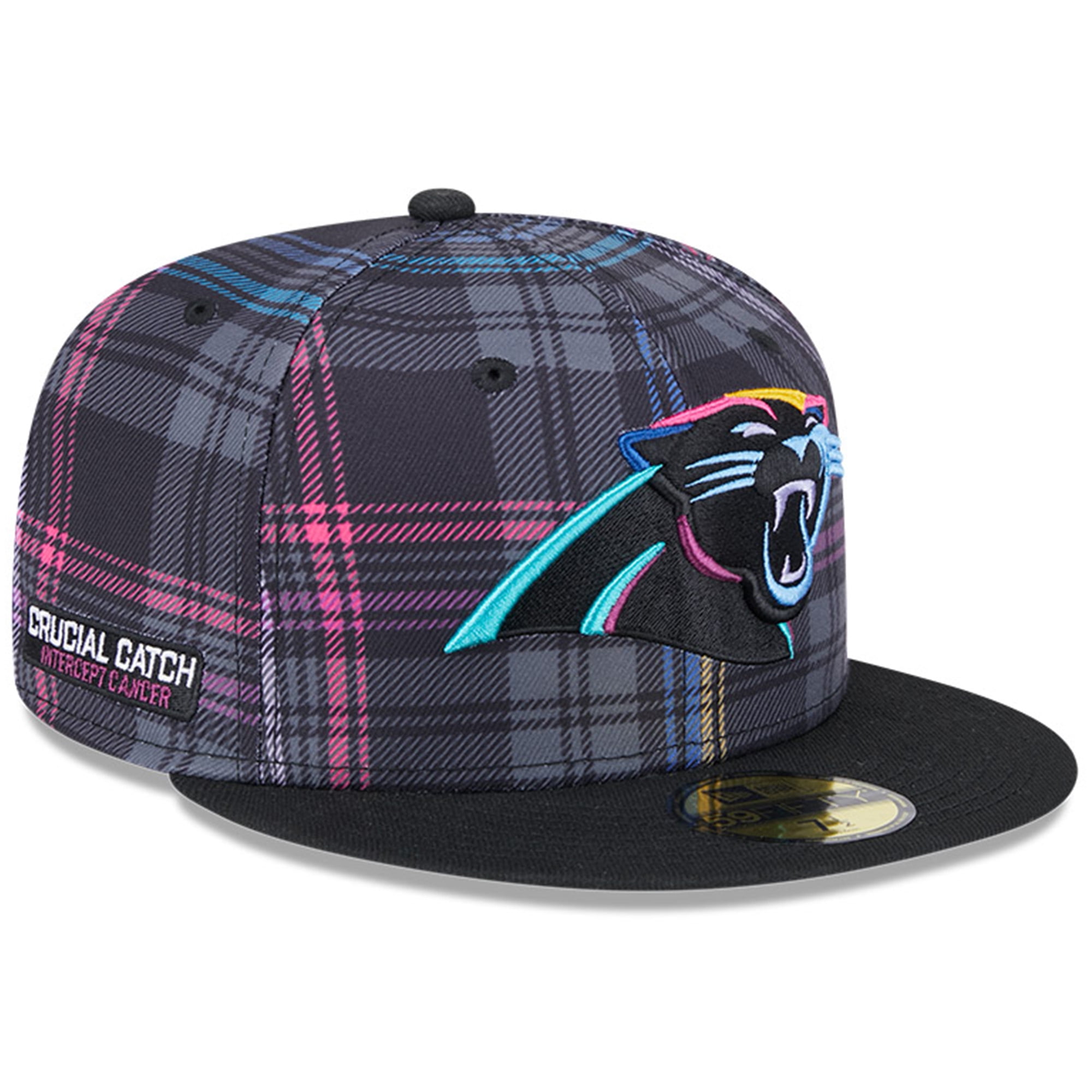 Men's New Era Black Carolina Panthers 2024 NFL Crucial Catch Plaid ...