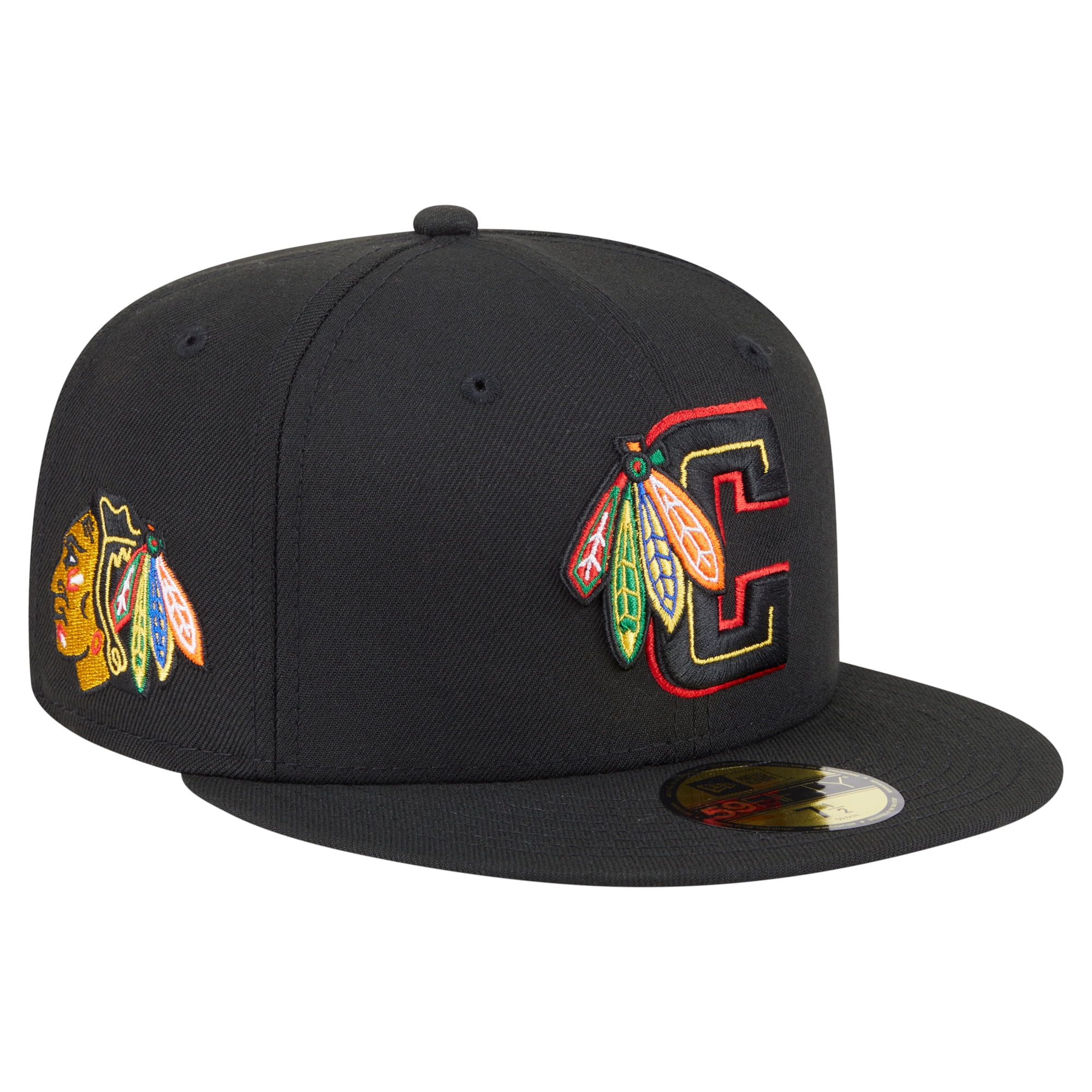 Men's New Era Black Chicago Blackhawks Deceptor 59FIFTY Fitted Hat ...