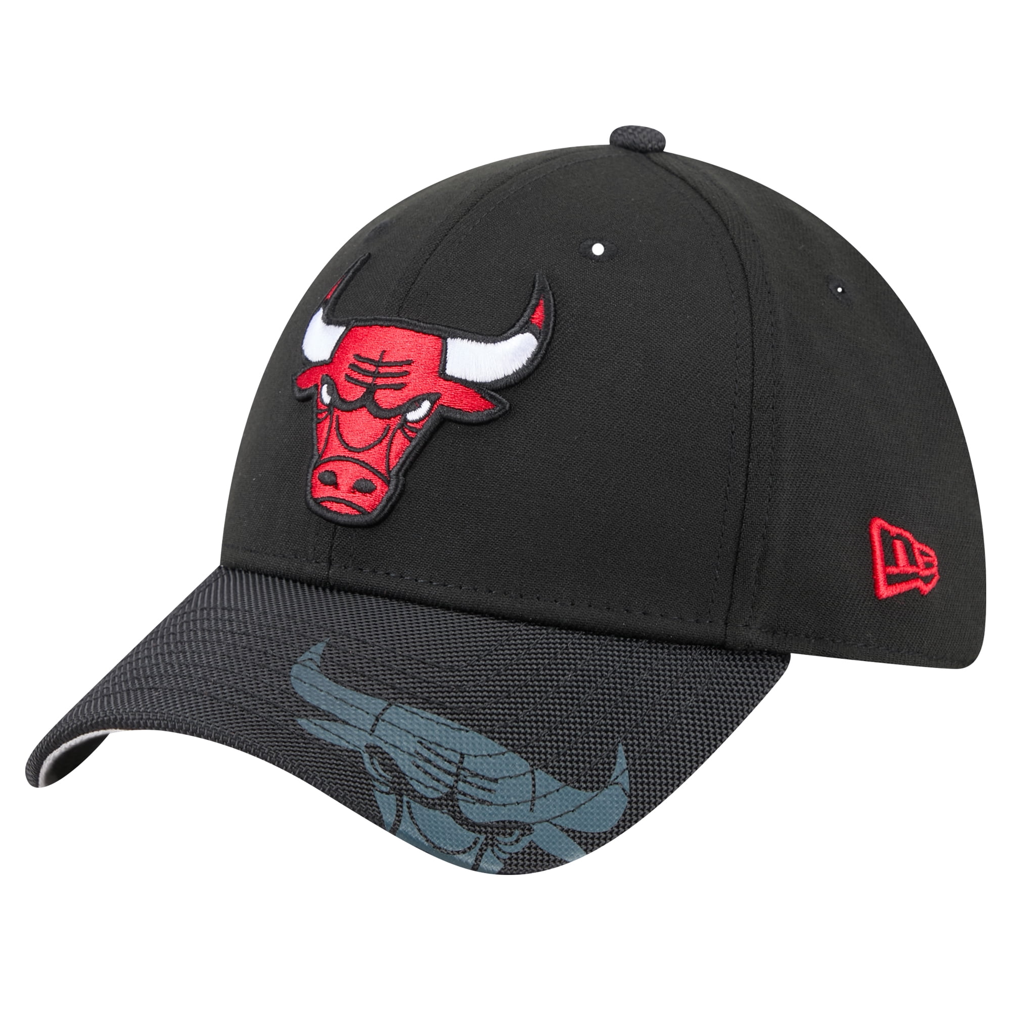 Men's New Era Black Chicago Bulls Sport Night Visor Hit 39THIRTY Flex ...