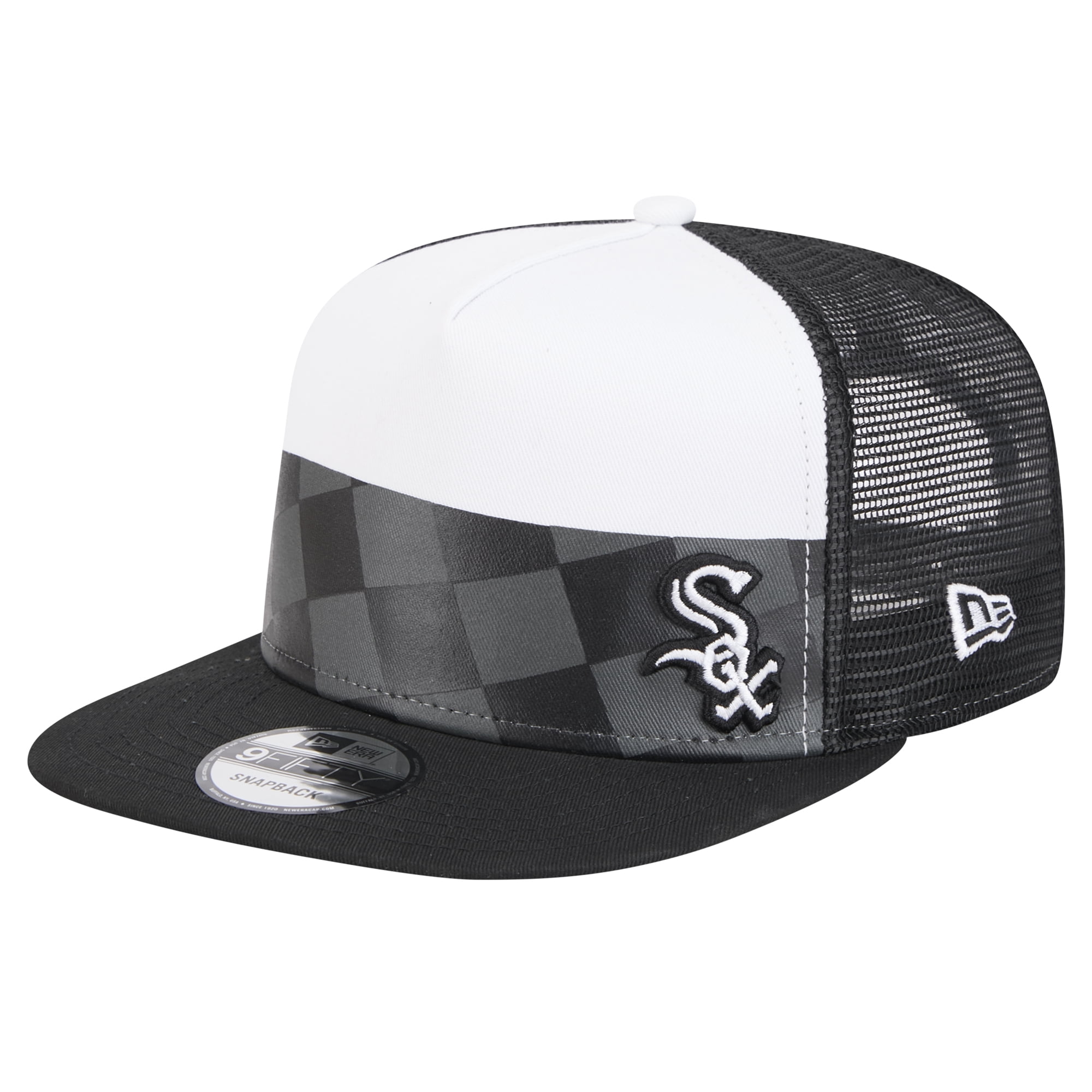 Men's New Era Black Chicago White Sox Checkmate Trucker 9FIFTY Snapback ...