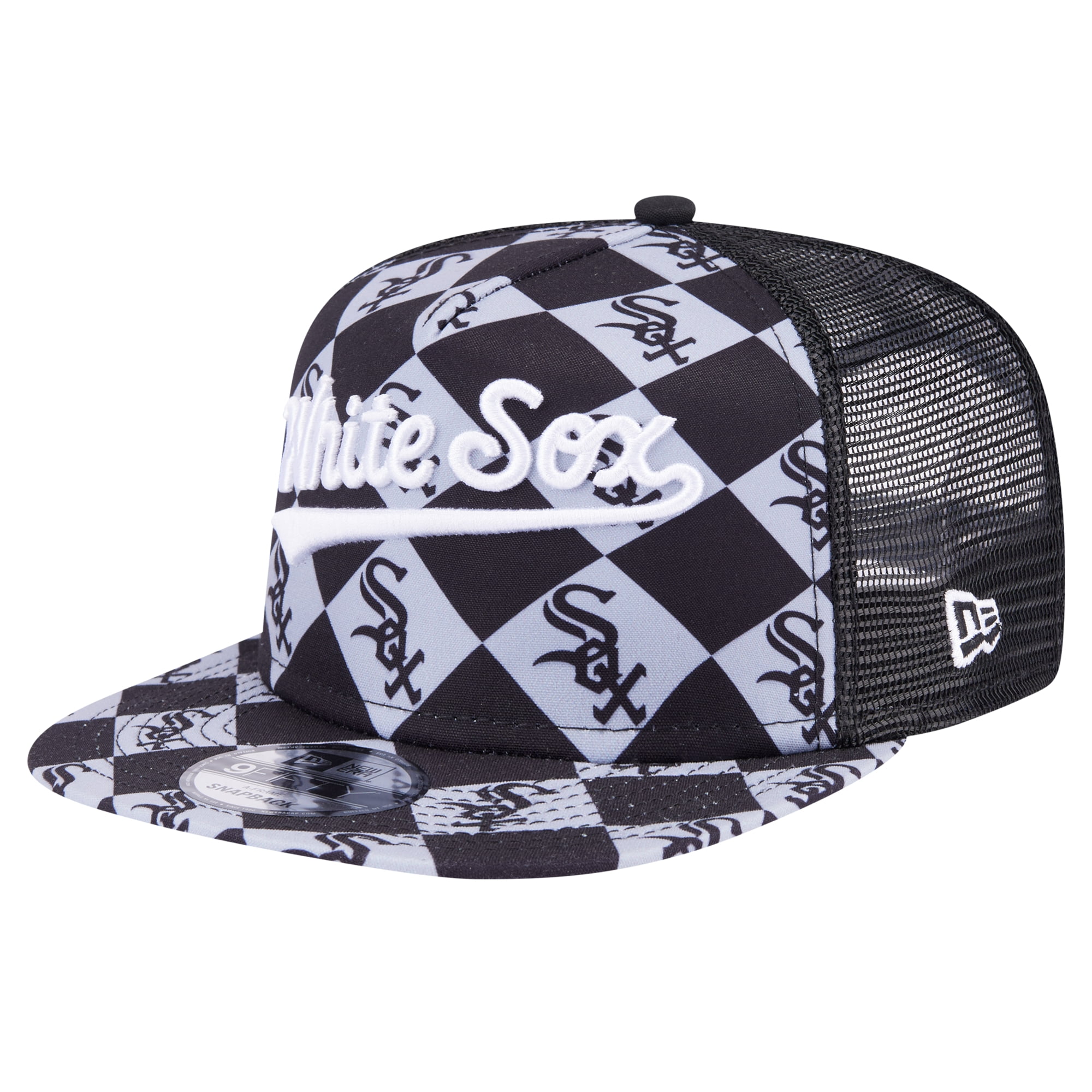 Men's New Era Black Chicago White Sox Seeing Diamonds A-Frame Trucker 9FIFTY Snapback Hat ...