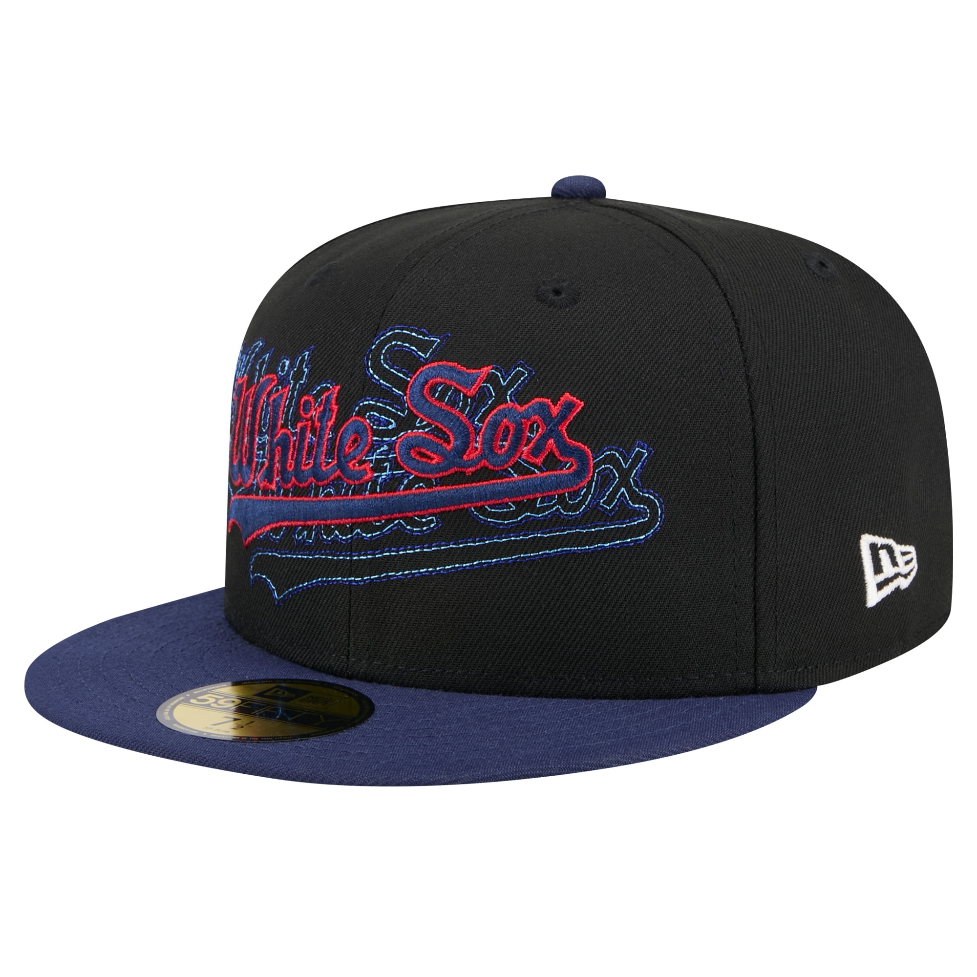 Men's New Era Black Chicago White Sox Shadow Stitch 59FIFTY Fitted Hat ...