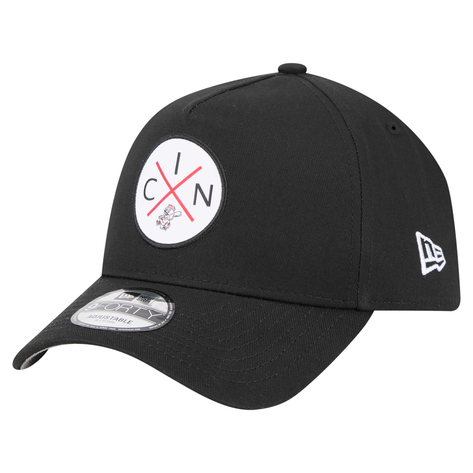 Men's New Era Black Cincinnati Reds 9FORTY A-Frame Adjustable Hat ...