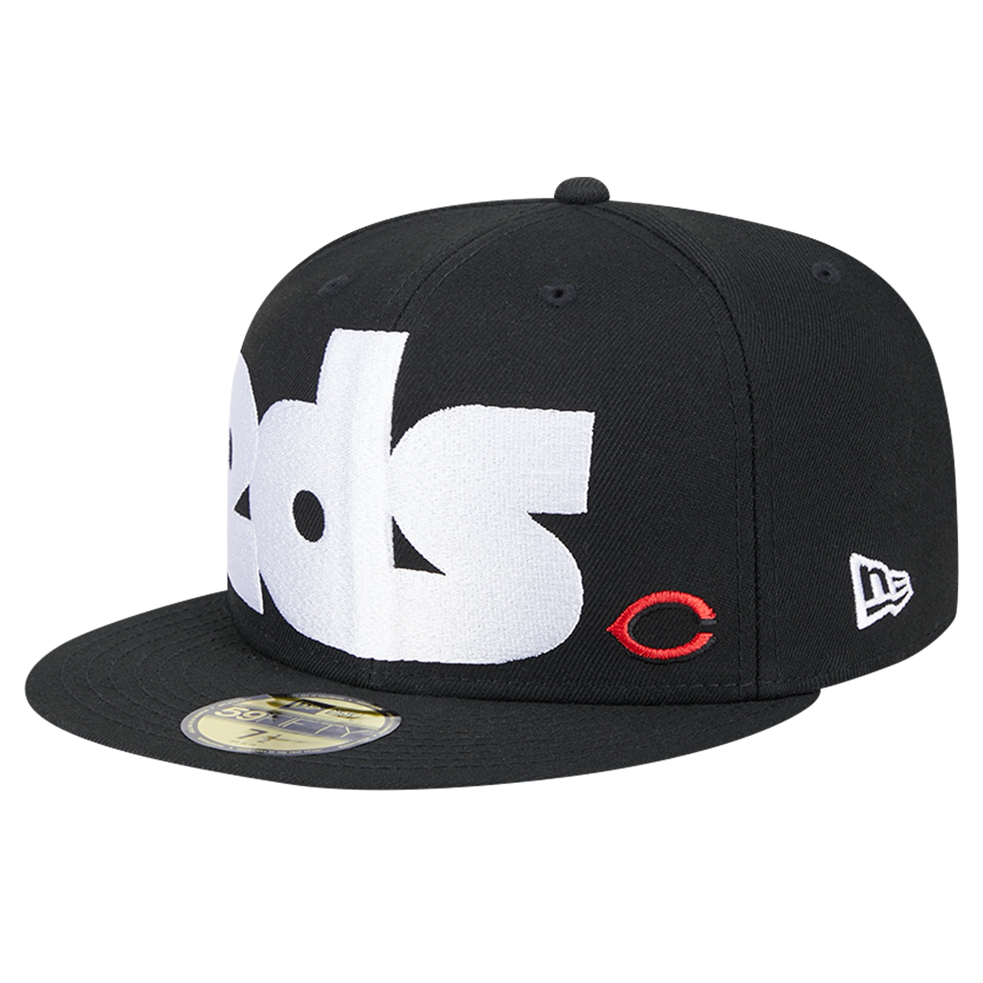 Men's New Era Black Cincinnati Reds Checkered Undervisor 59FIFTY Fitted ...