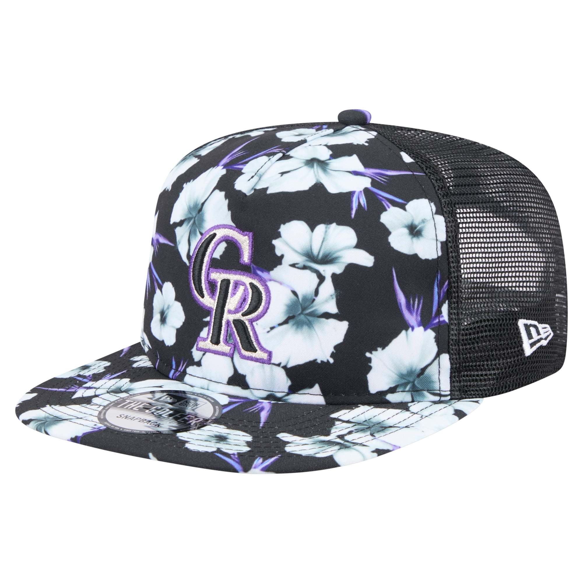 Men's New Era Black Colorado Rockies Adventure Pattern Golfer Trucker ...
