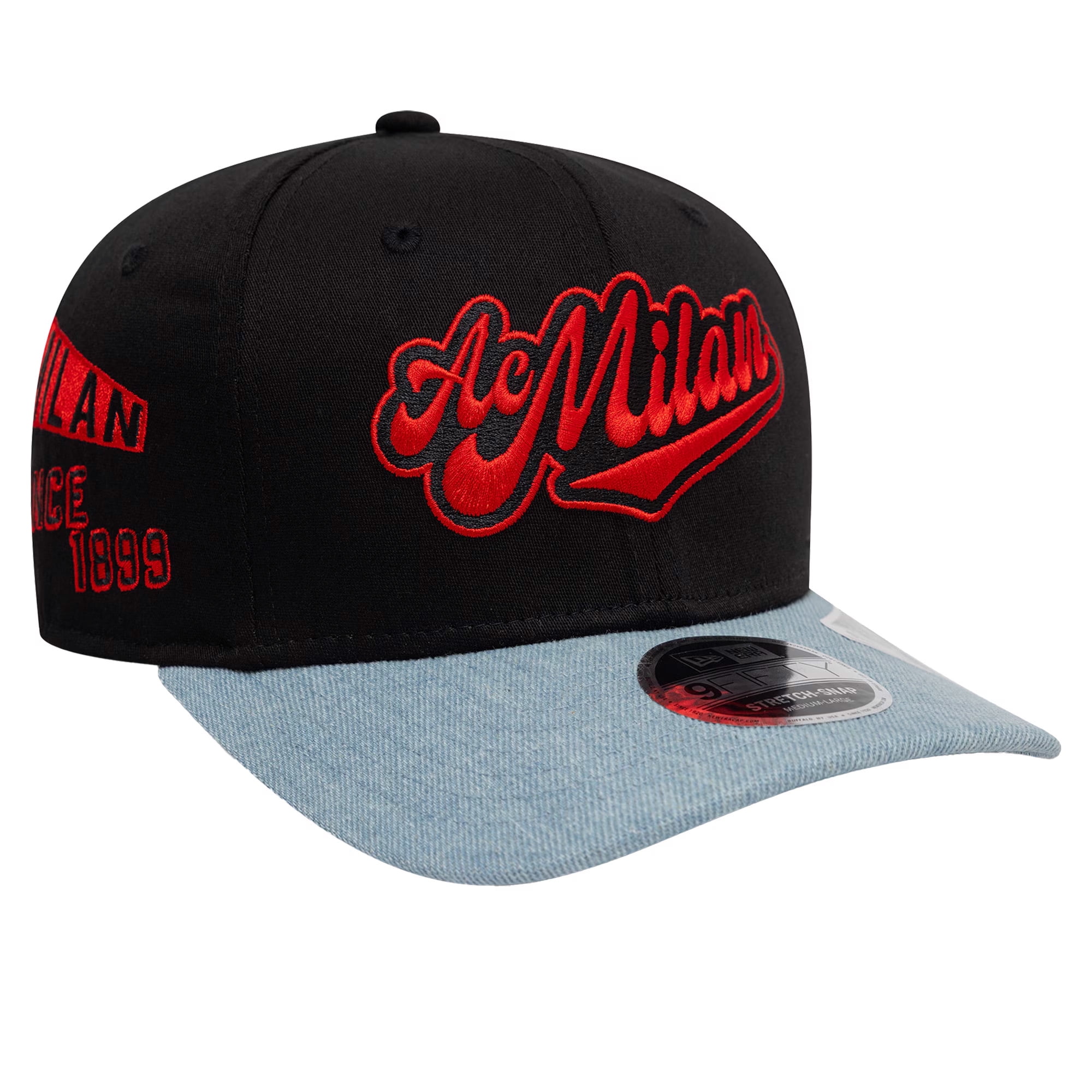 Men's New Era Black/Denim AC Milan 9FIFTY Stretch-Snap Adjustable Hat ...