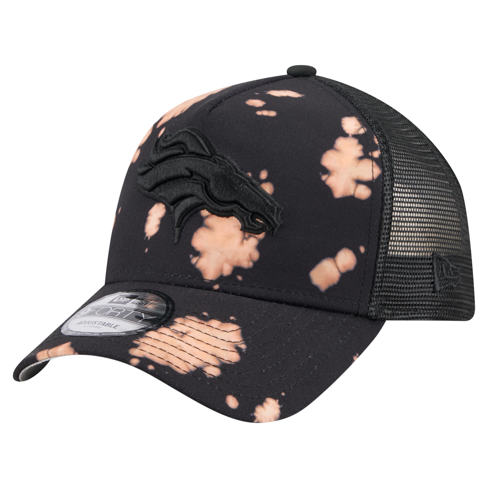 Men's New Era Black Denver Broncos Bleached 9FORTY A-Frame Adjustable ...