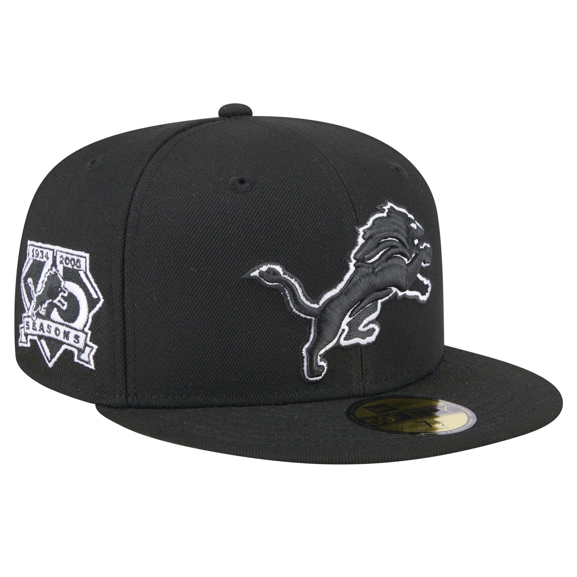 Men's New Era Black Detroit Lions Main Patch 59FIFTY Fitted Hat ...