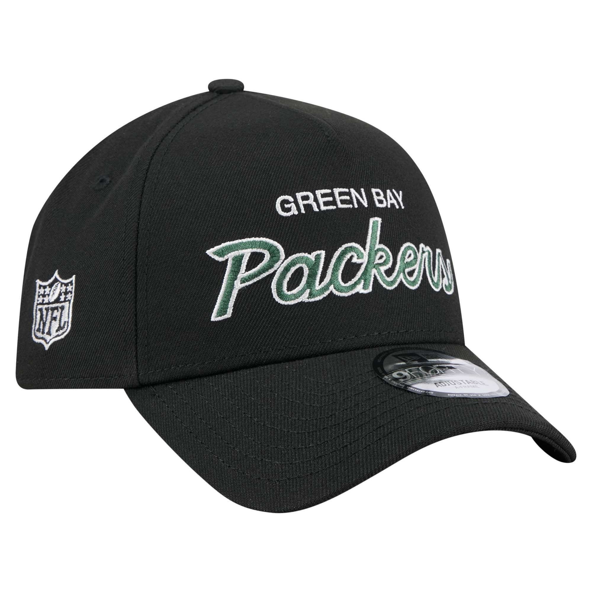 Men's New Era Black Green Bay Packers Smith 9FORTY Adjustable hat ...