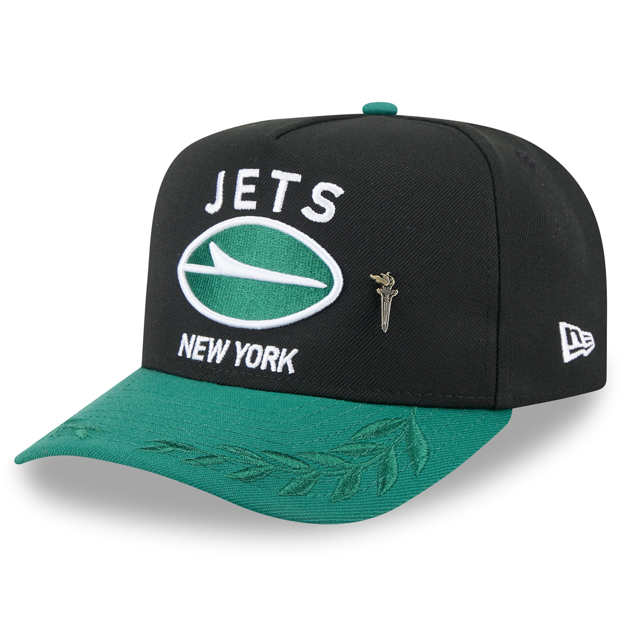 Men's New Era Black/Green New York Jets 2025 NFL Draft On Stage A-Frame ...